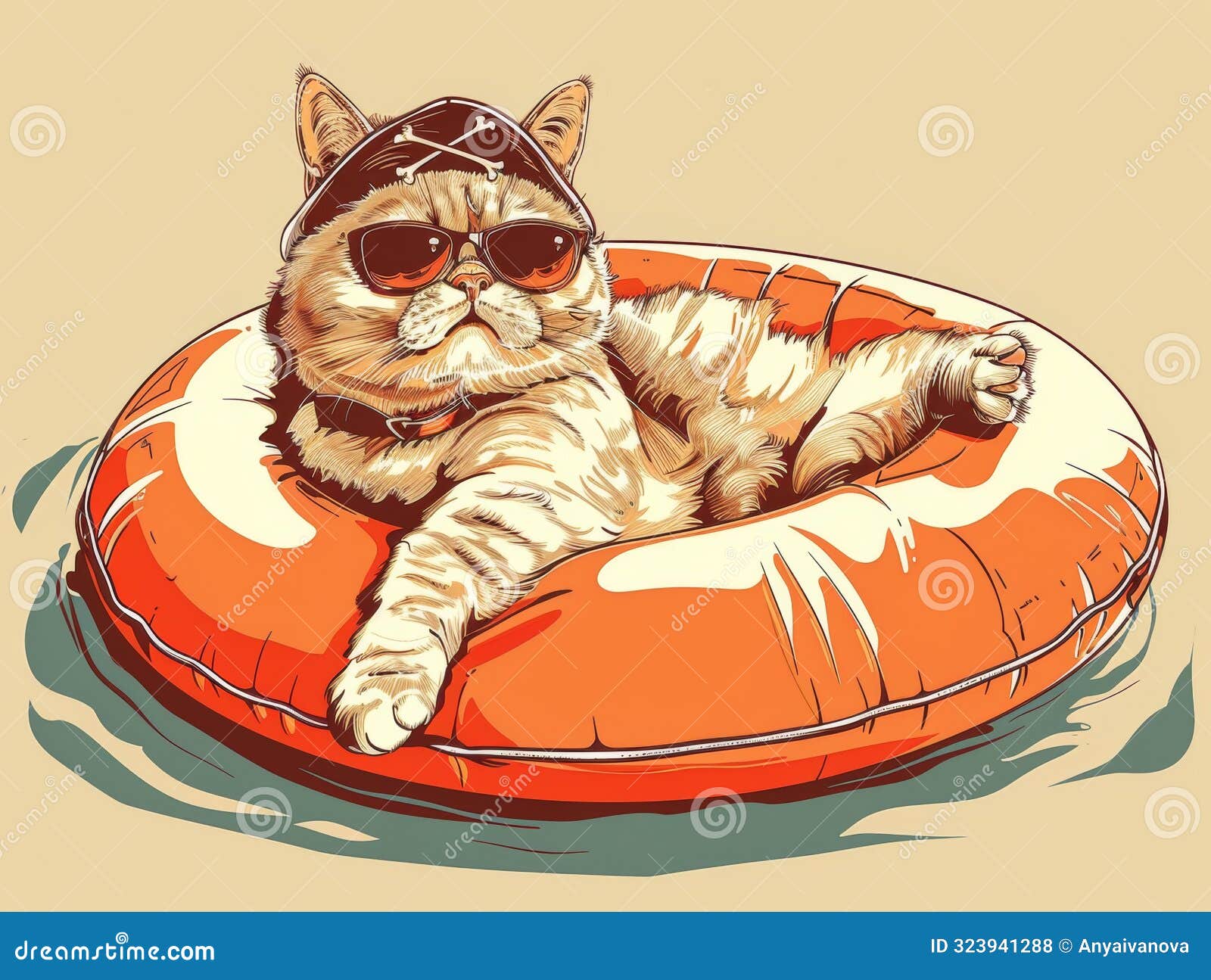 Cool Cat in Sunglasses Relaxing on a Float in Pool Summer Fun ...