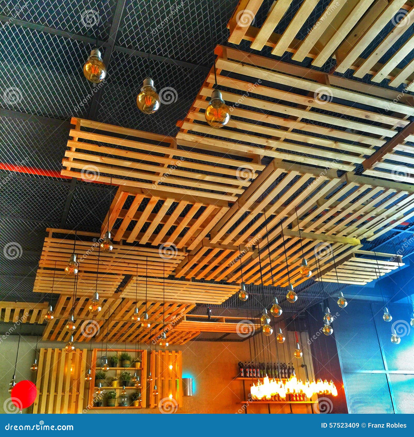 Cool Ceiling stock image. Image of ceiling, wood, pallettes - 57523409