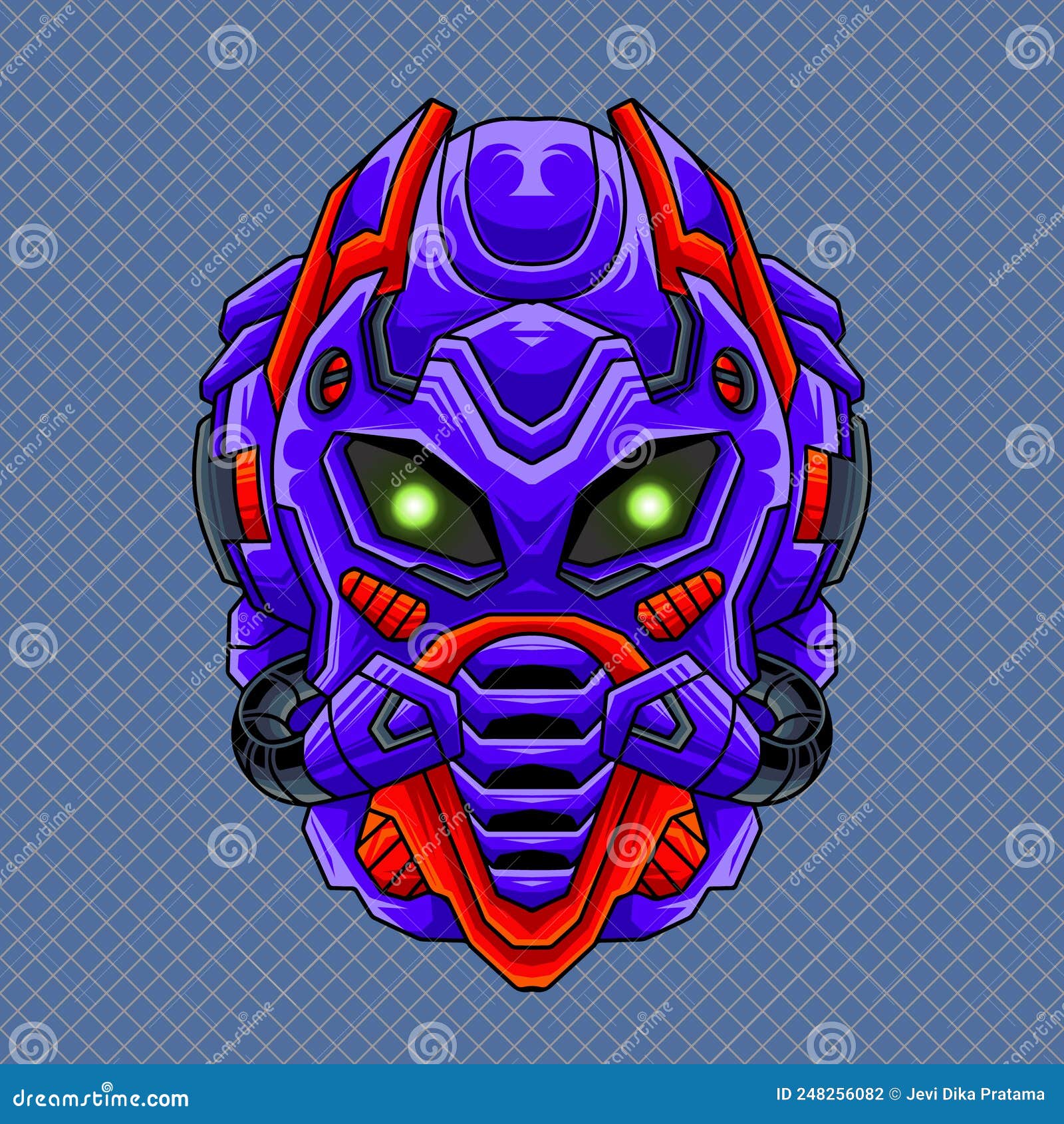 Cool Character Robot Head Illustration Stock Vector - Illustration of ...