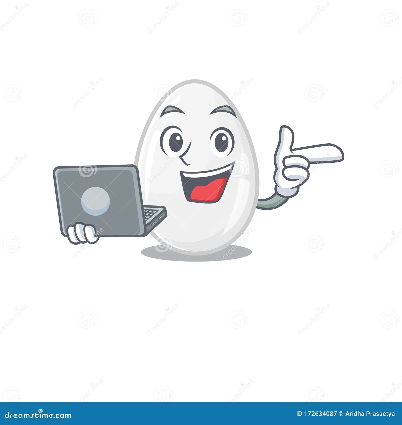 Cool Character of White Egg Working with Laptop Stock Vector ...