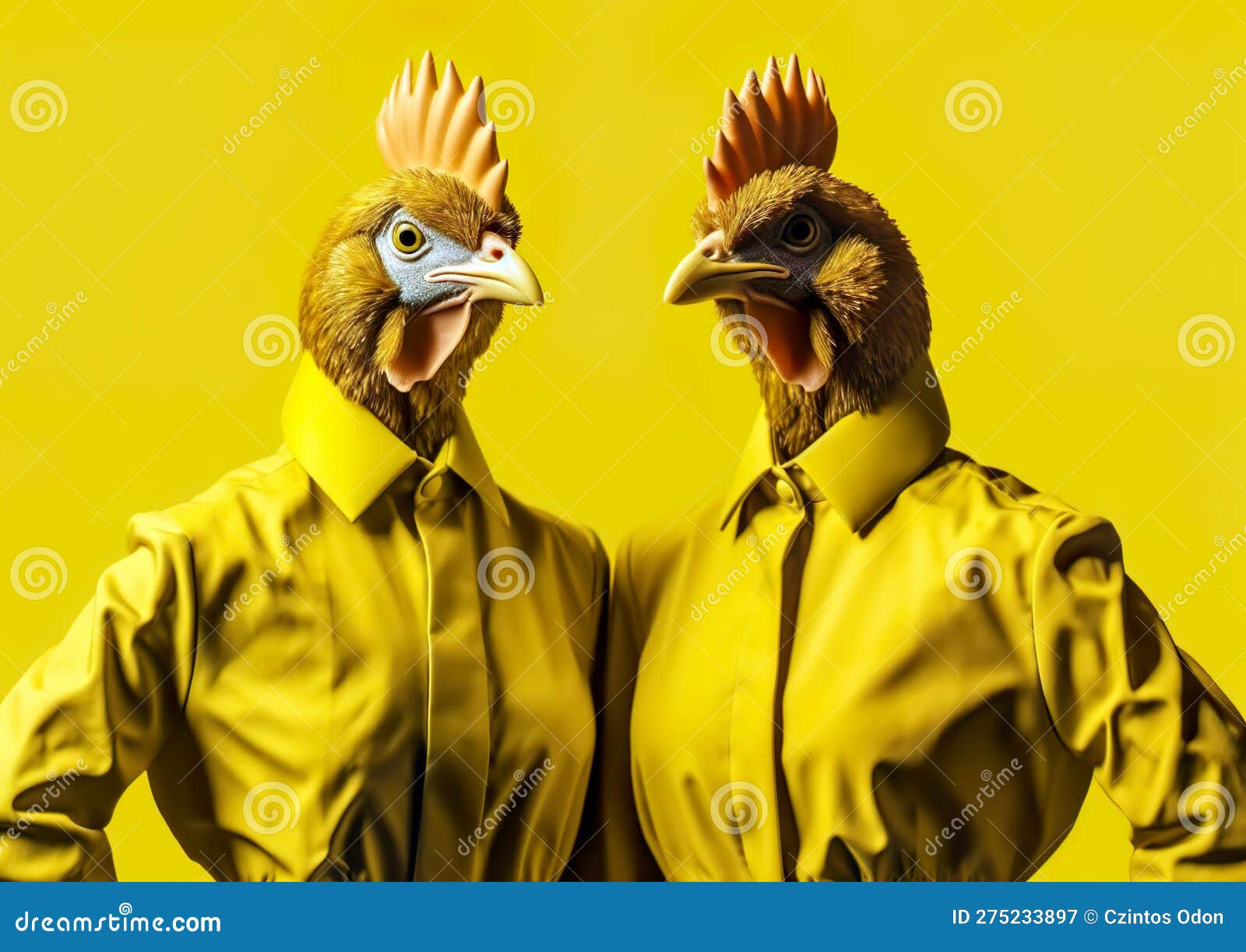 Cool Chickens Pose in the Photo Studio. Stock Illustration ...