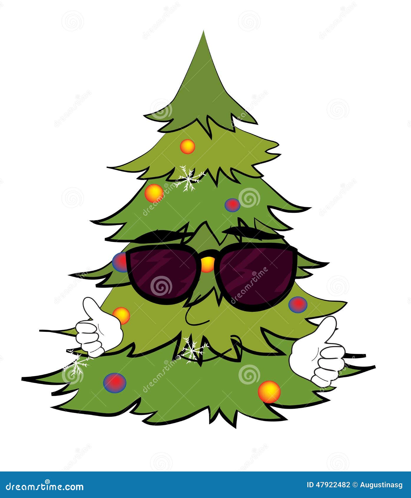 Cool Christmas Tree Cartoon Stock Illustration - Illustration of thumbs ...