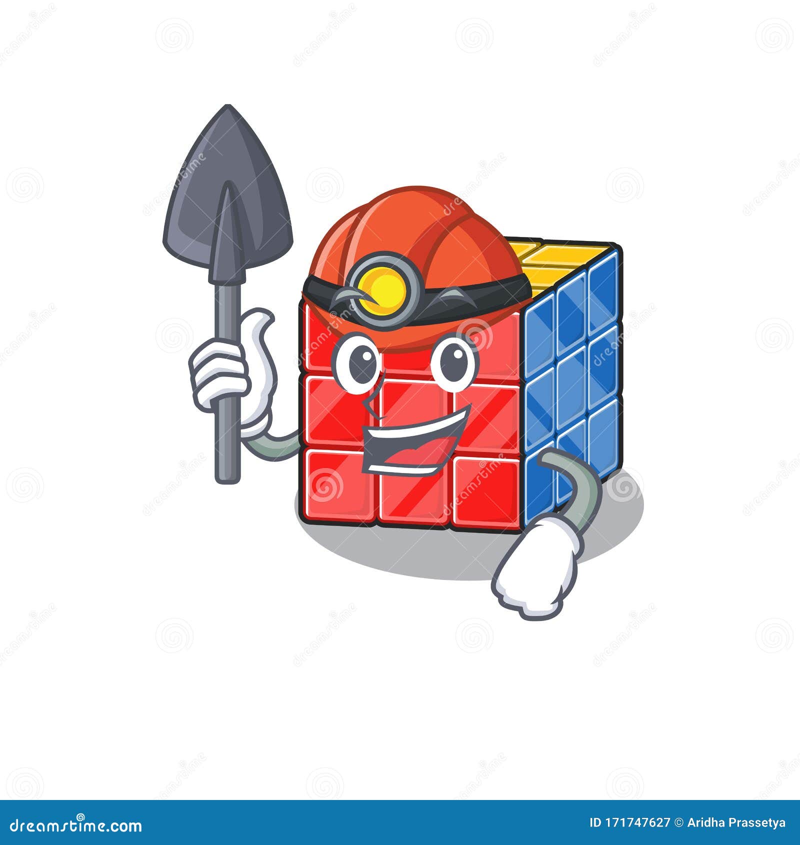 Cool Clever Miner Rubic Cube Cartoon Character Design Editorial ...