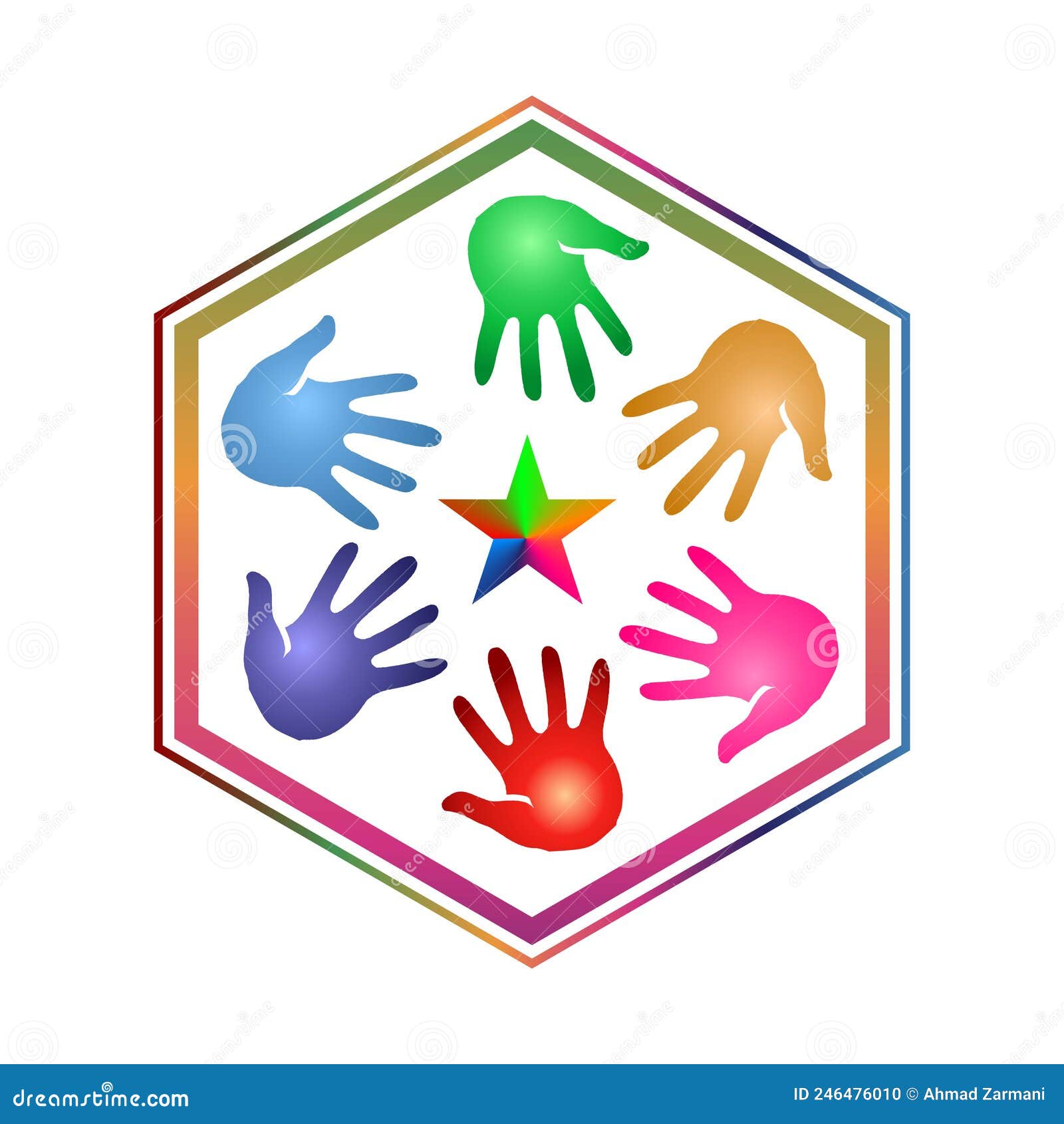 Cool Color Hand and Star Logo Stock Illustration - Illustration of ...