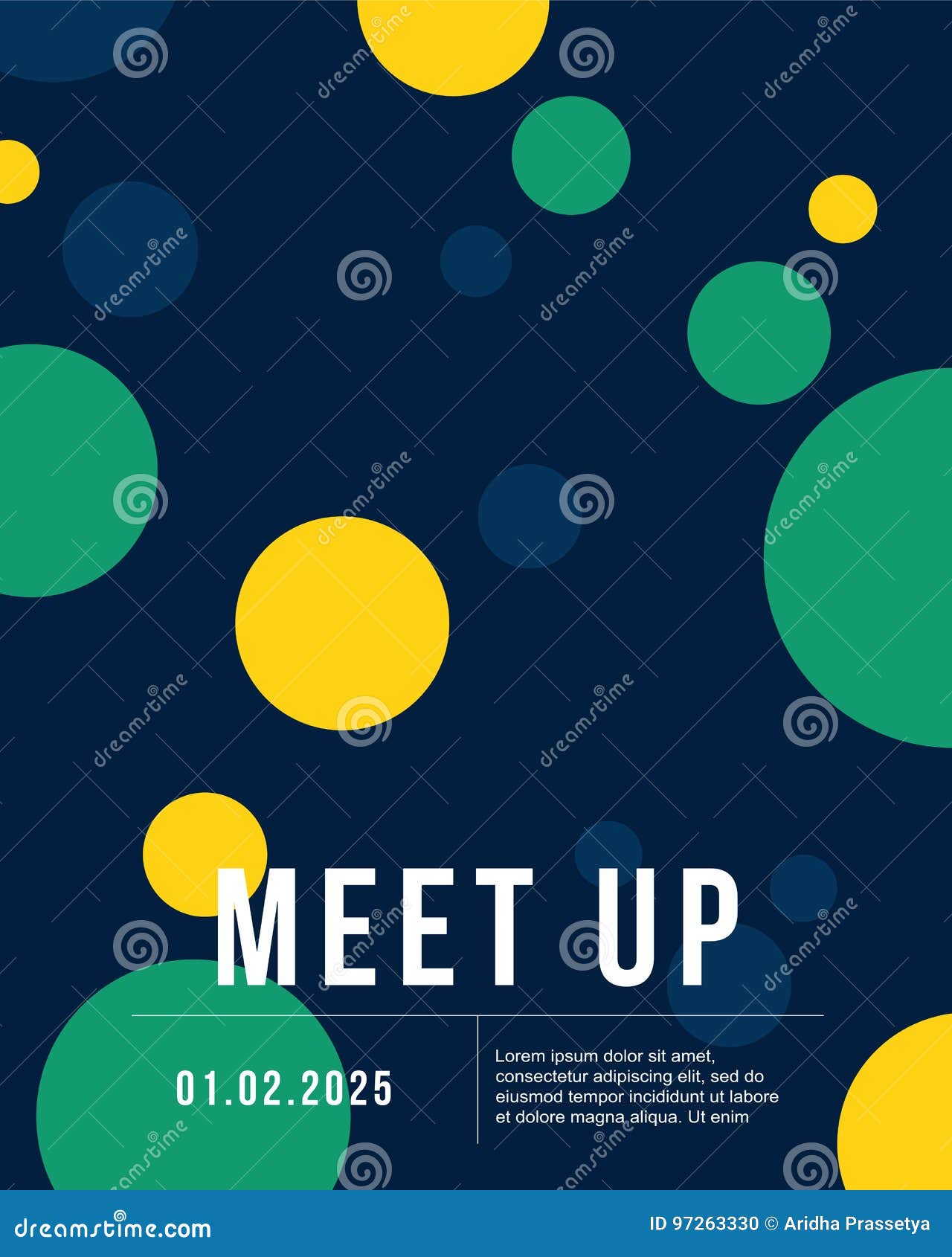 Cool Colorful Background Bubble Style Meet Up Card Stock Vector ...