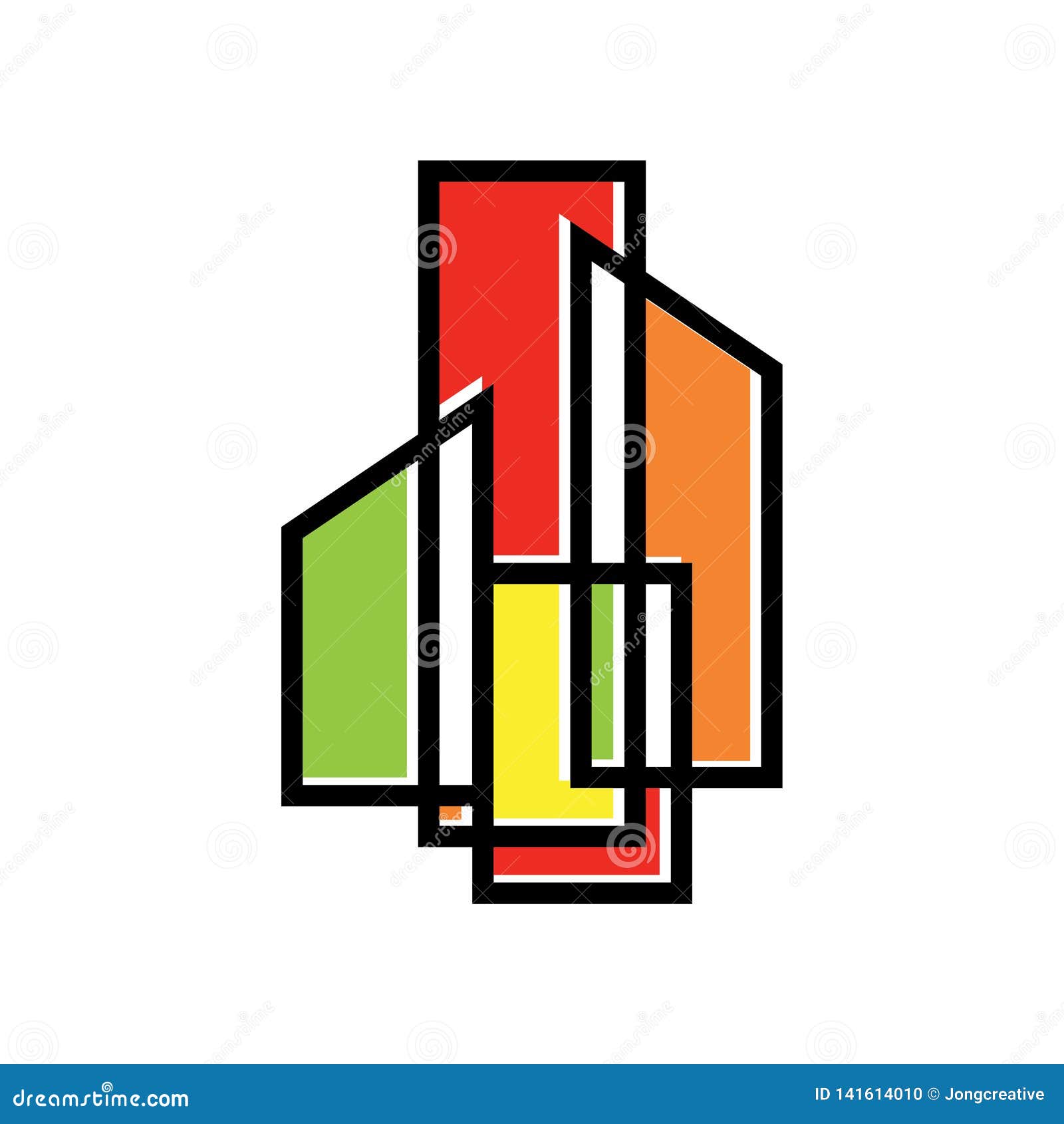 Cool Colorful City Building Modern Construction Realty Logo Stock ...