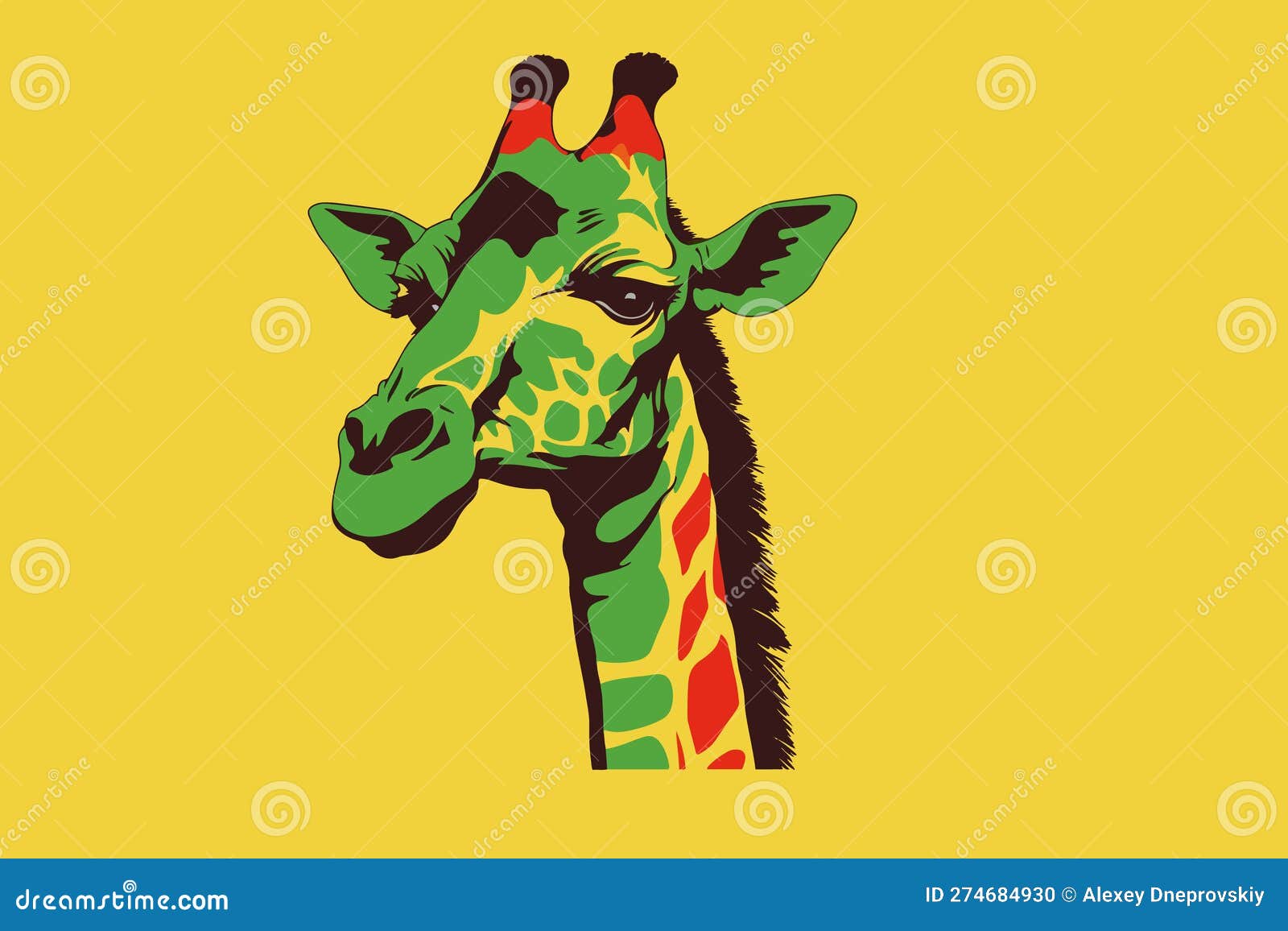 Cool Colorful Giraffe Head Print Stock Vector - Illustration of head ...