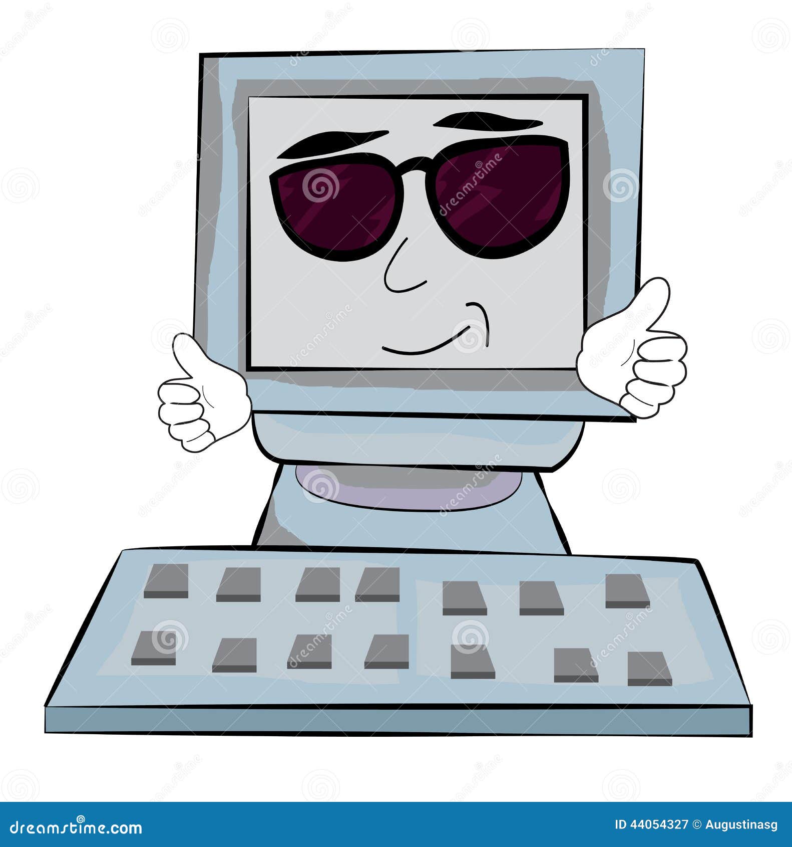 Mad Cartoon On Computer