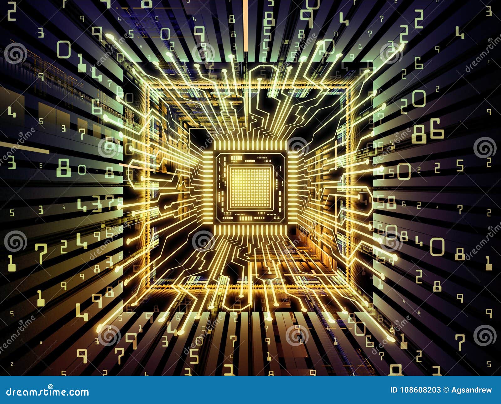 Cool Computer CPU stock illustration. Illustration of fractal - 108608203