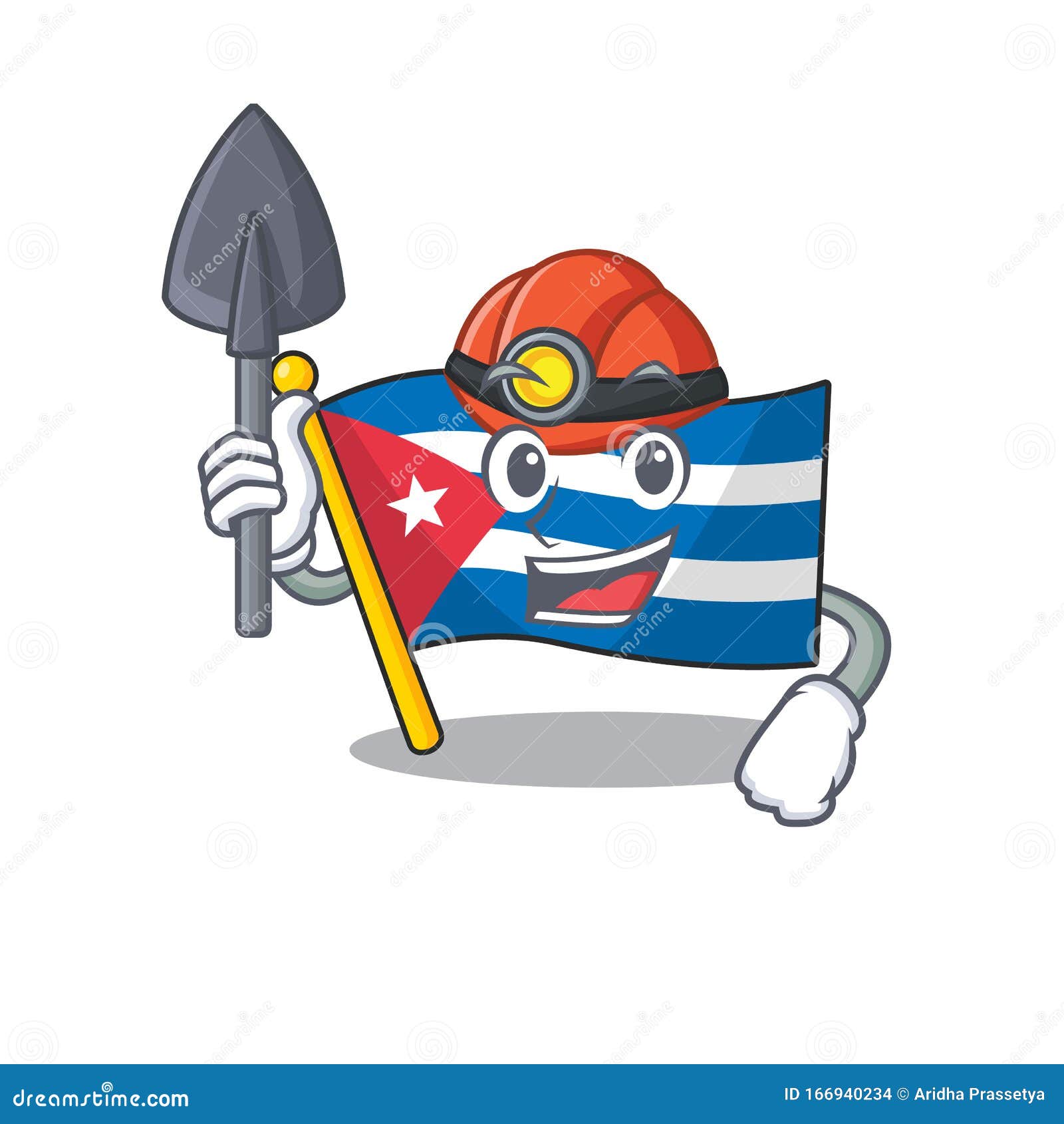Cool Confident Miner Flag Cuba Scroll Cartoon Character Design Stock ...