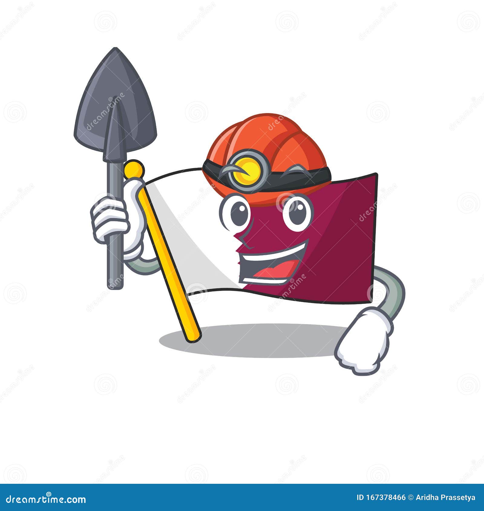 Cool Confident Miner Flag Qatar Scroll Cartoon Character Design Stock ...