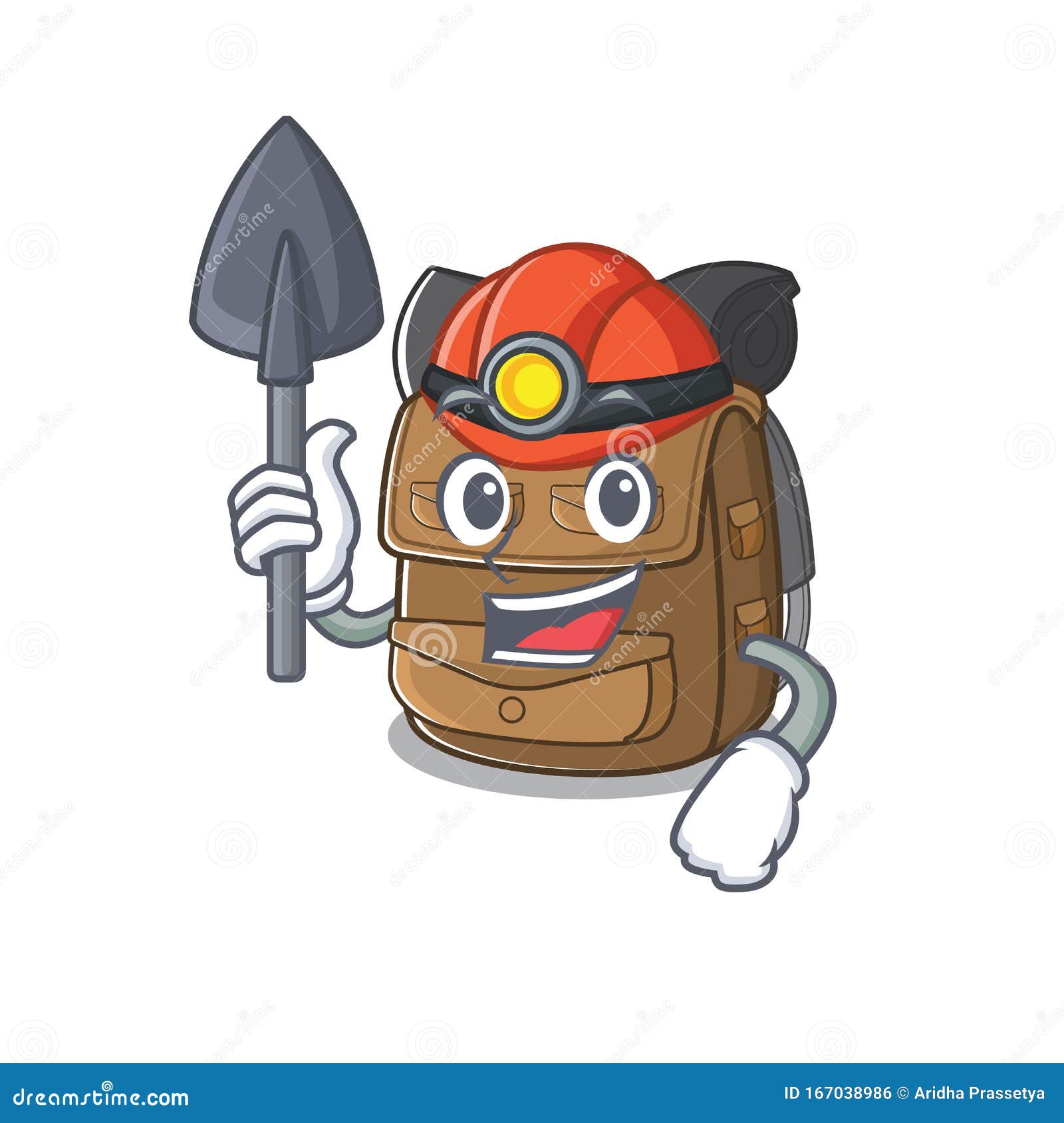 Cool Confident Miner Hiking Backpack Scroll Cartoon Character Design ...