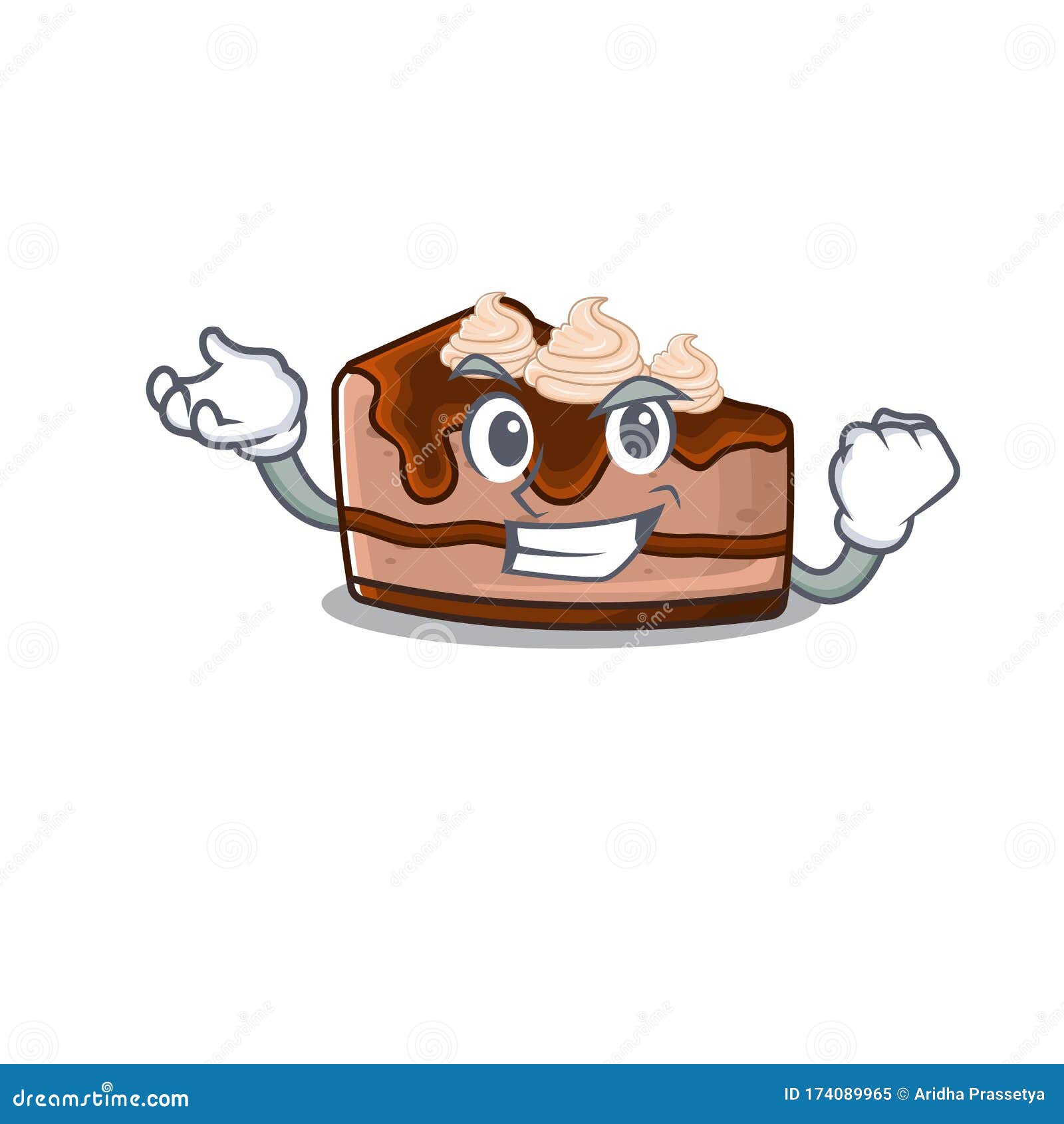 Cool Confident Successful Chocolate Cheesecake Cartoon Character Style ...