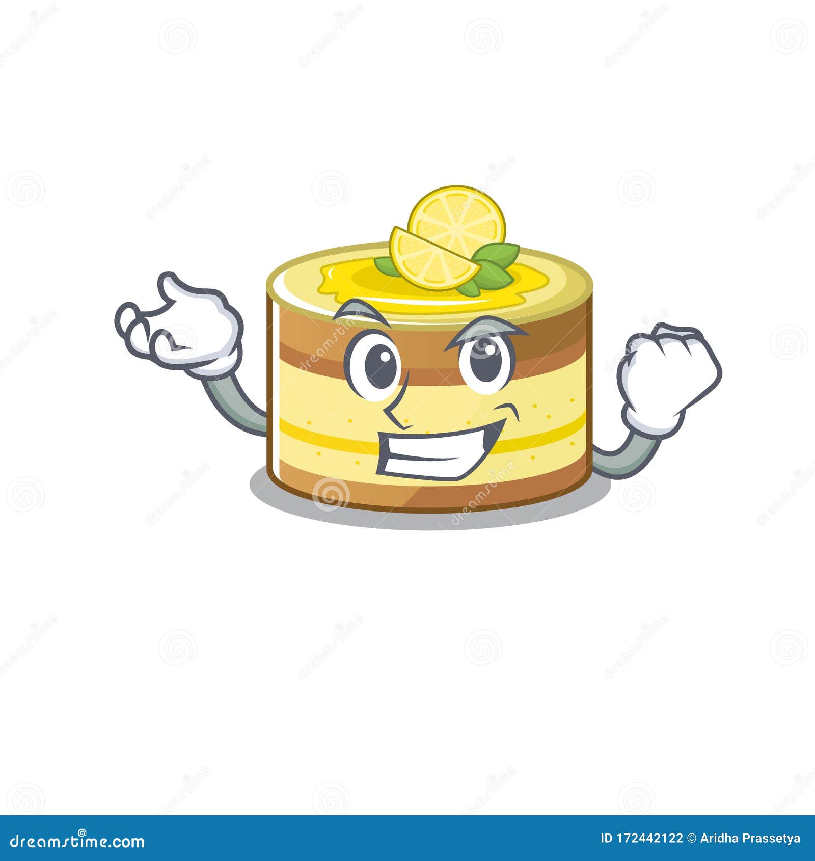 Cool Confident Successful Lemon Cake Cartoon Character Style Stock ...
