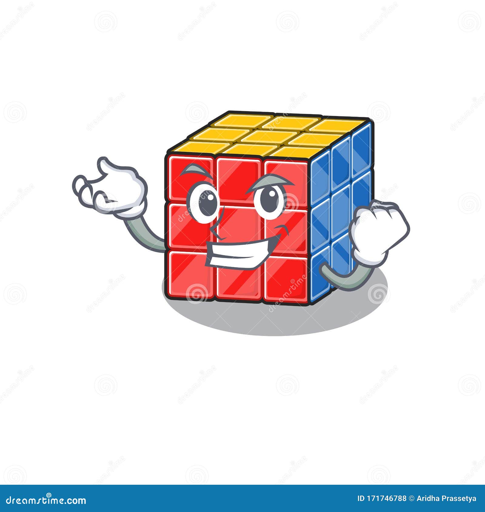 Cool Confident Successful Rubic Cube Cartoon Character Style Editorial ...