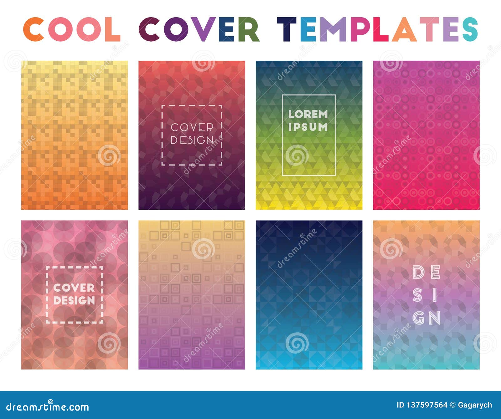Cool Cover Templates. stock vector. Illustration of blue - 137597564