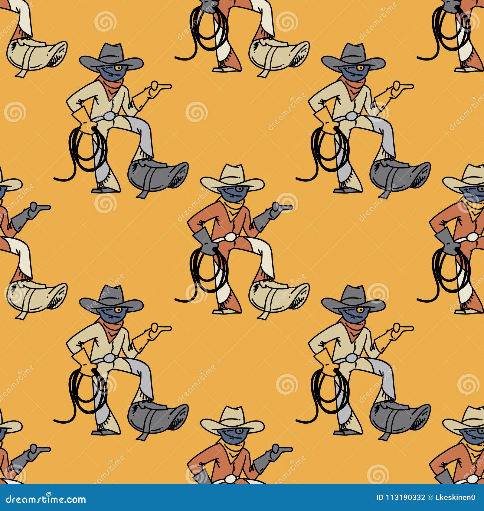 Cool Cowboy Seamless Pattern Stock Vector - Illustration of fabric ...