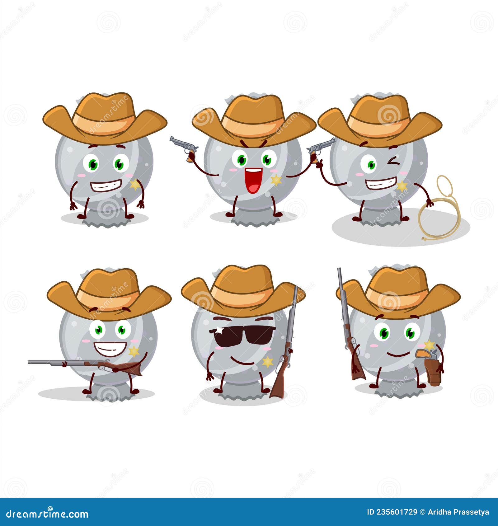 Cool Cowboy White Candy Wrap Cartoon Character with a Cute Hat Stock ...
