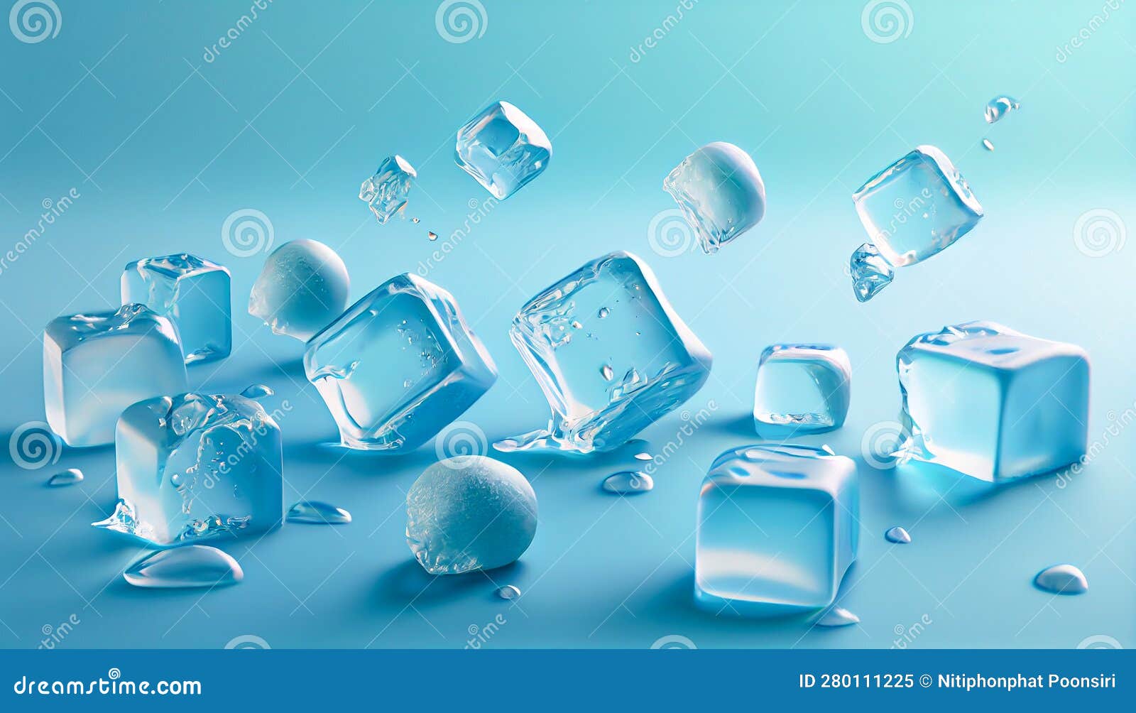 Cool Cubes of Ice Ready To Serve. Cold Square Ice Cubes with Various ...