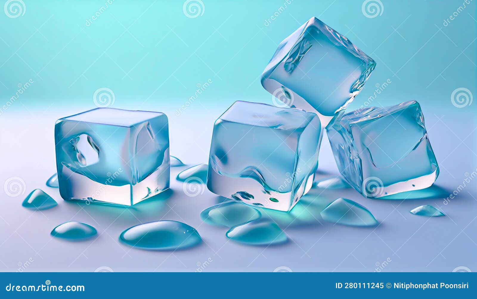 Cool Cubes of Ice Ready To Serve. Cold Square Ice Cubes with Various ...