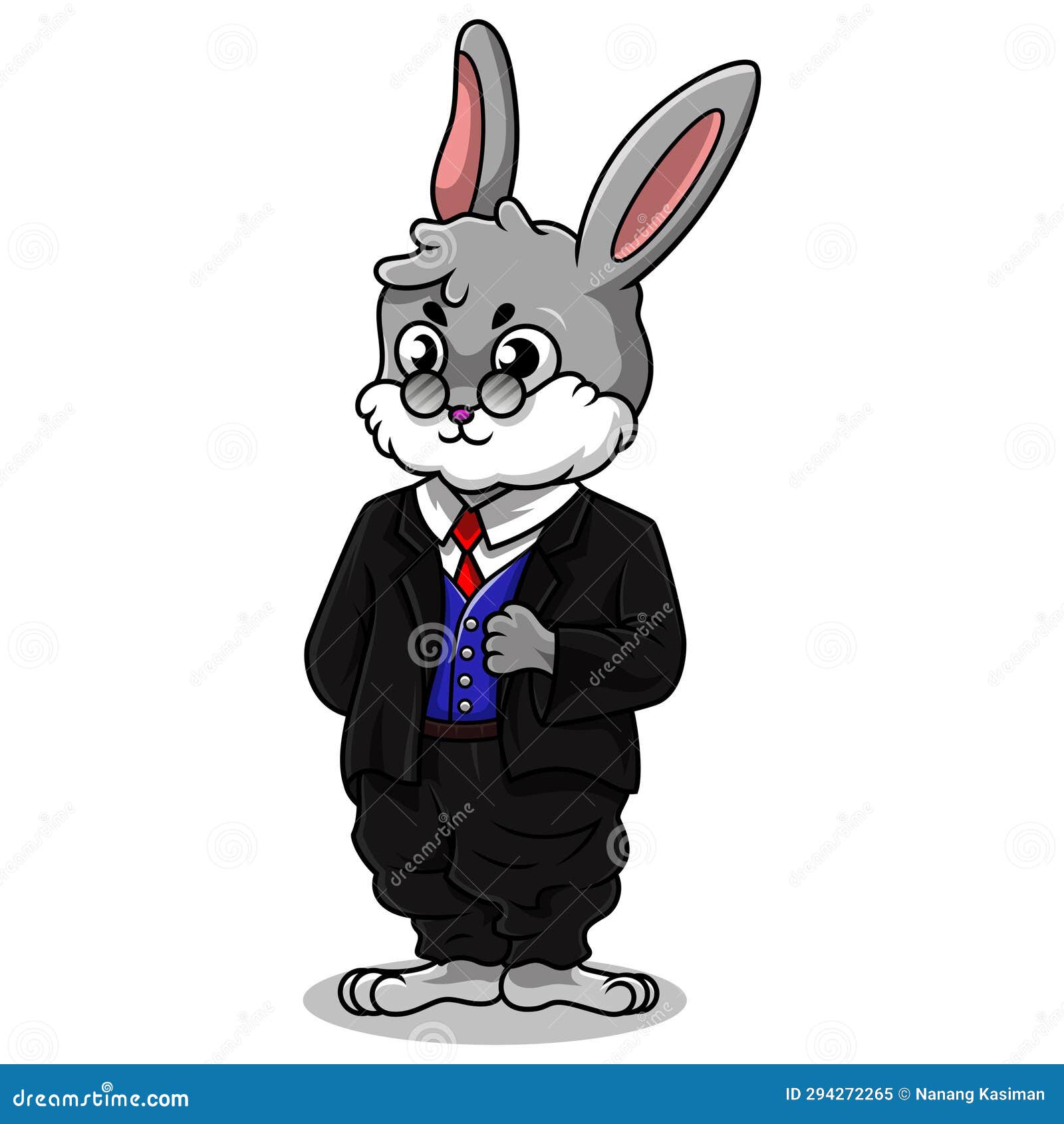 Cool Cute Rabbit Wearing a Suit and Glasses Stock Vector - Illustration ...