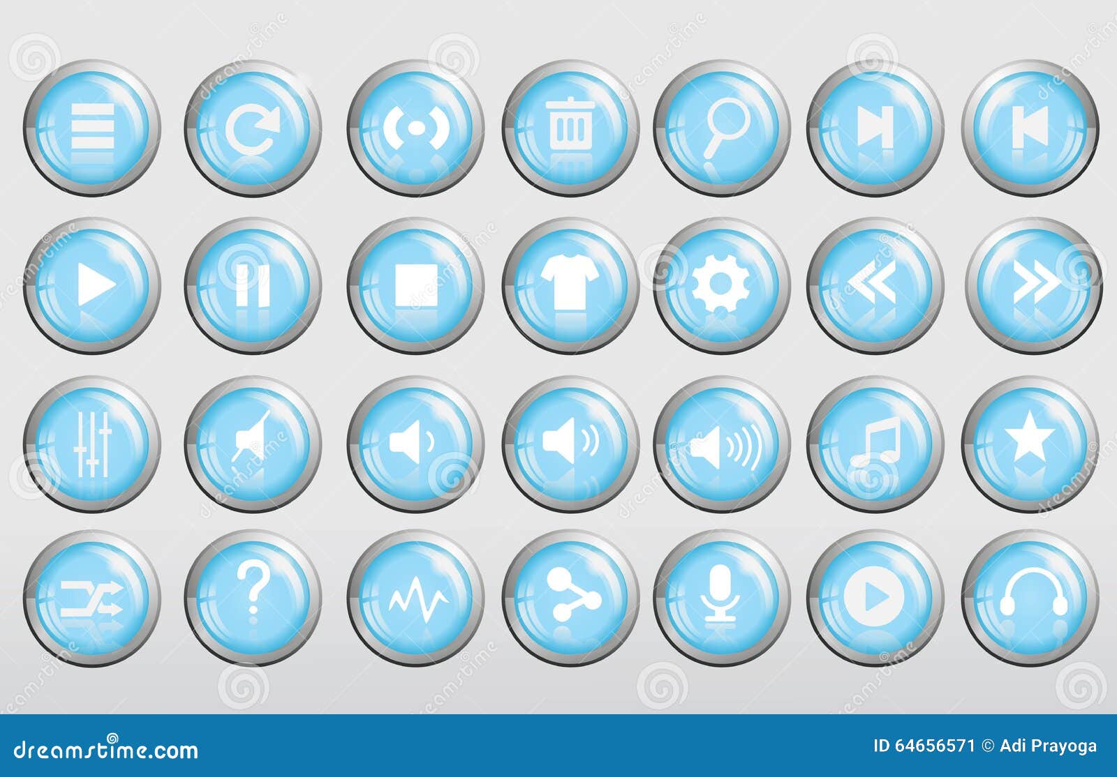 Cool 3d Blue Music Button Glossy Stock Illustration - Illustration of ...