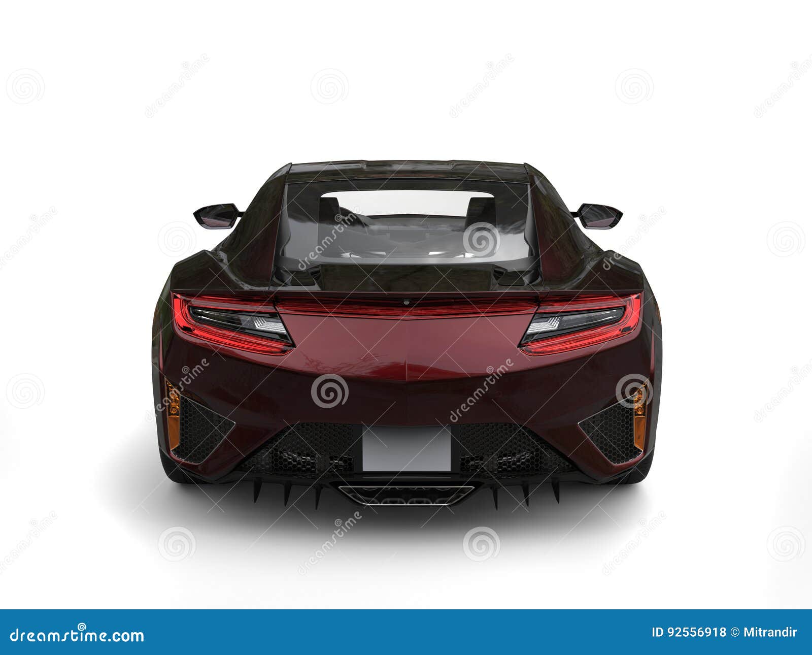 Cool Dark Red Metallic Concept Car - Back View Stock Illustration ...