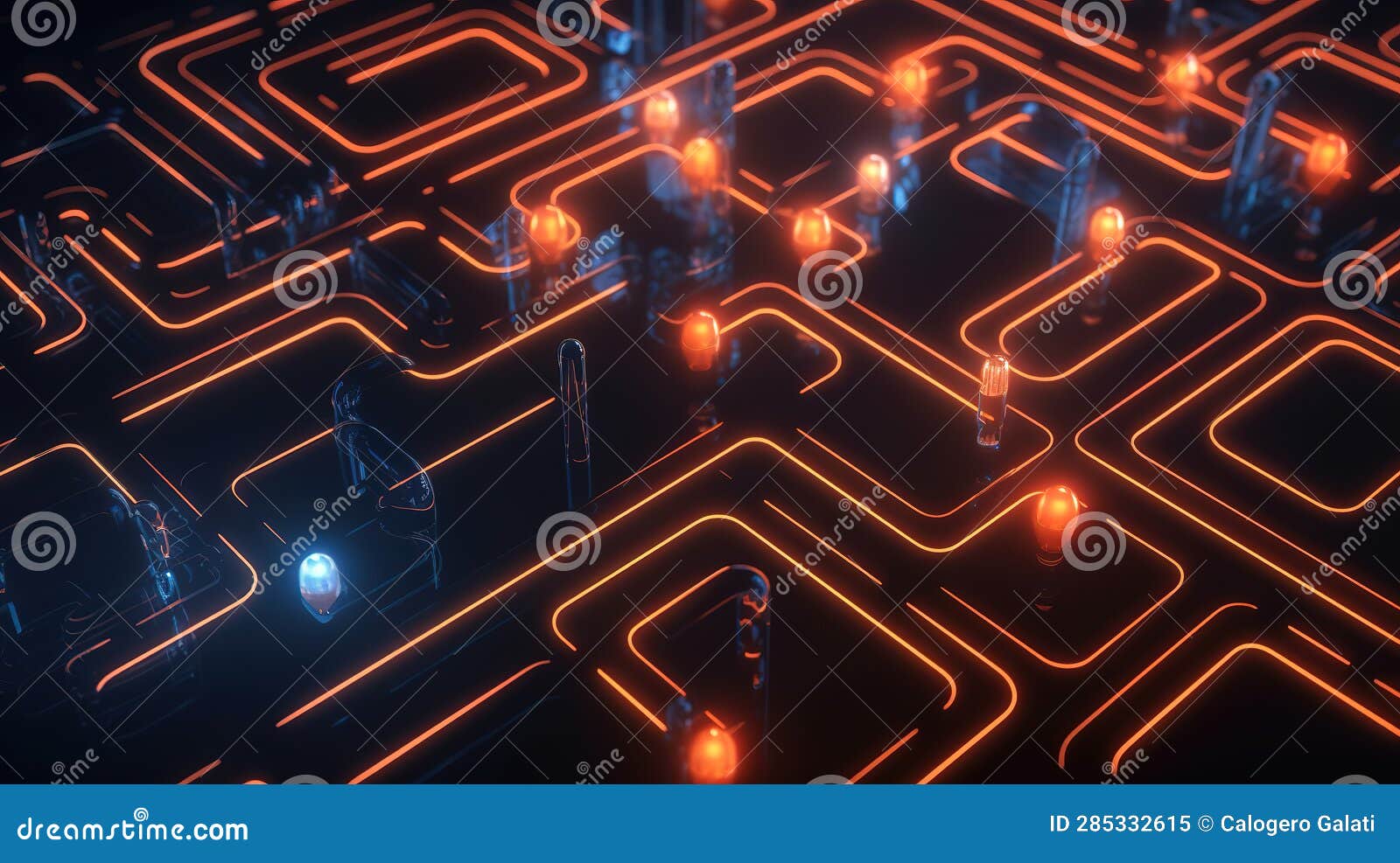 A Cool Data Computer Network Illustration with Orange Lines in a Type ...