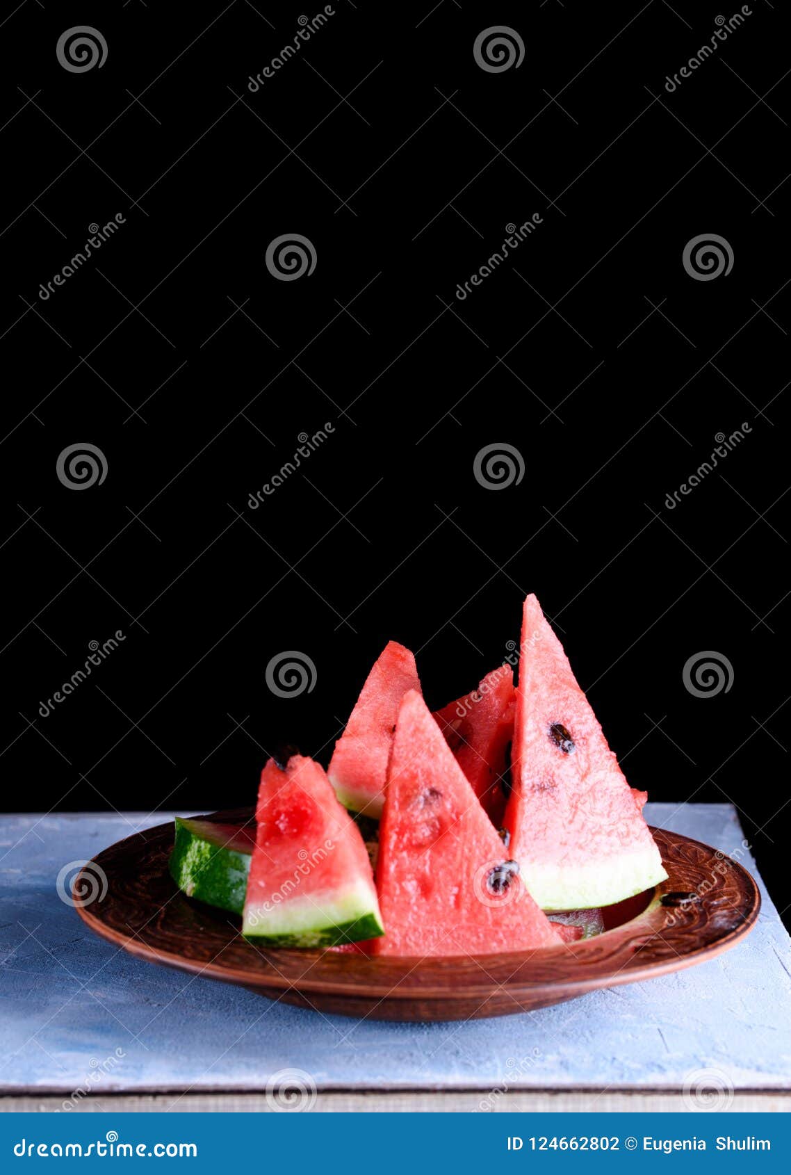 Pieces of a Cool and Juicy Watermelon on a Table Stock Photo - Image of ...