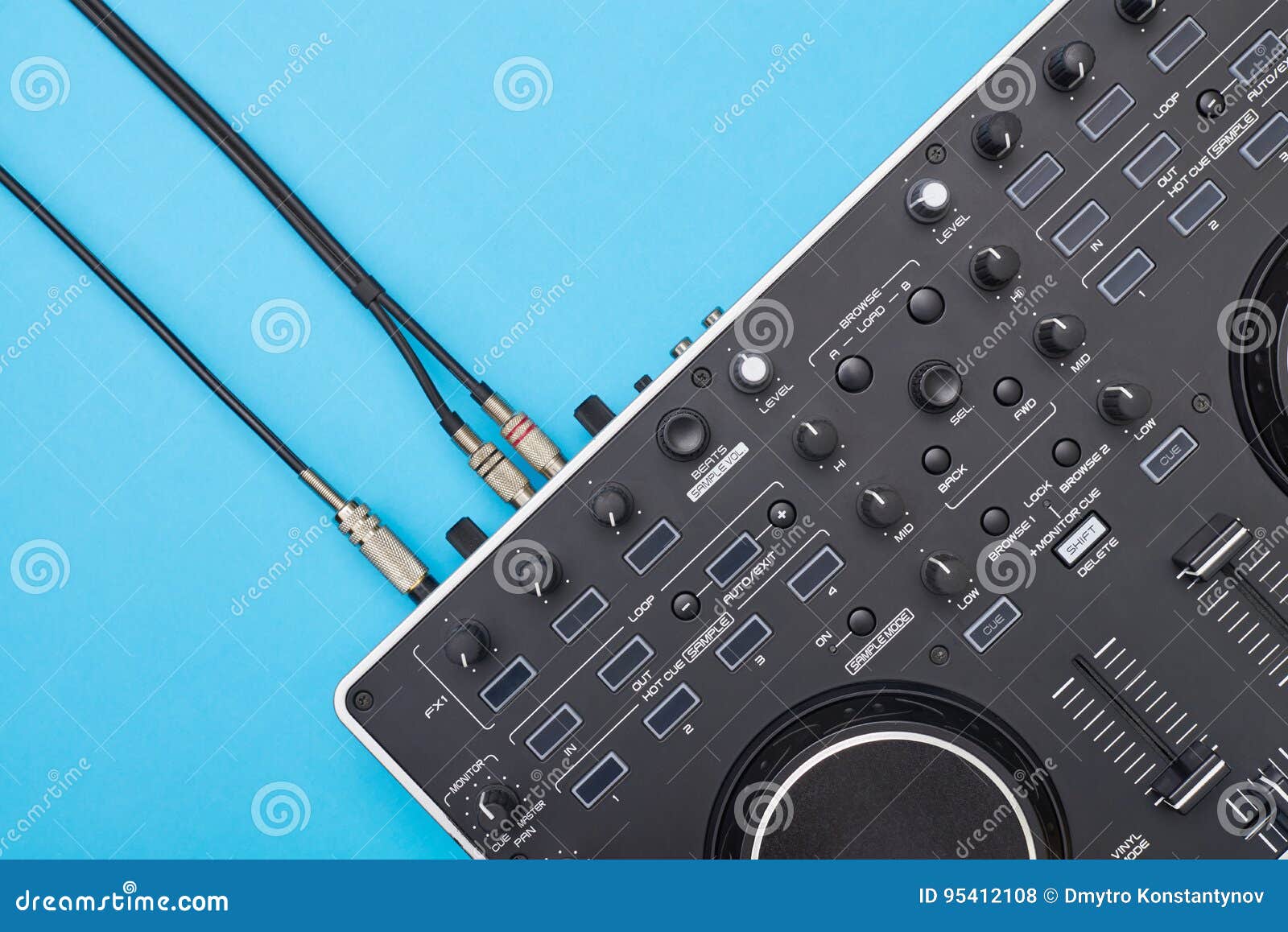 Cool DJ Panel on Blue Background Stock Photo - Image of flat, blue ...