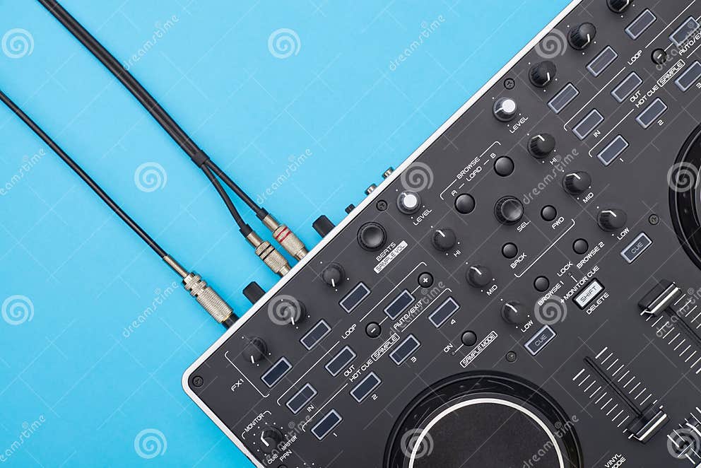 Cool DJ Panel on Blue Background Stock Photo - Image of flat, blue ...