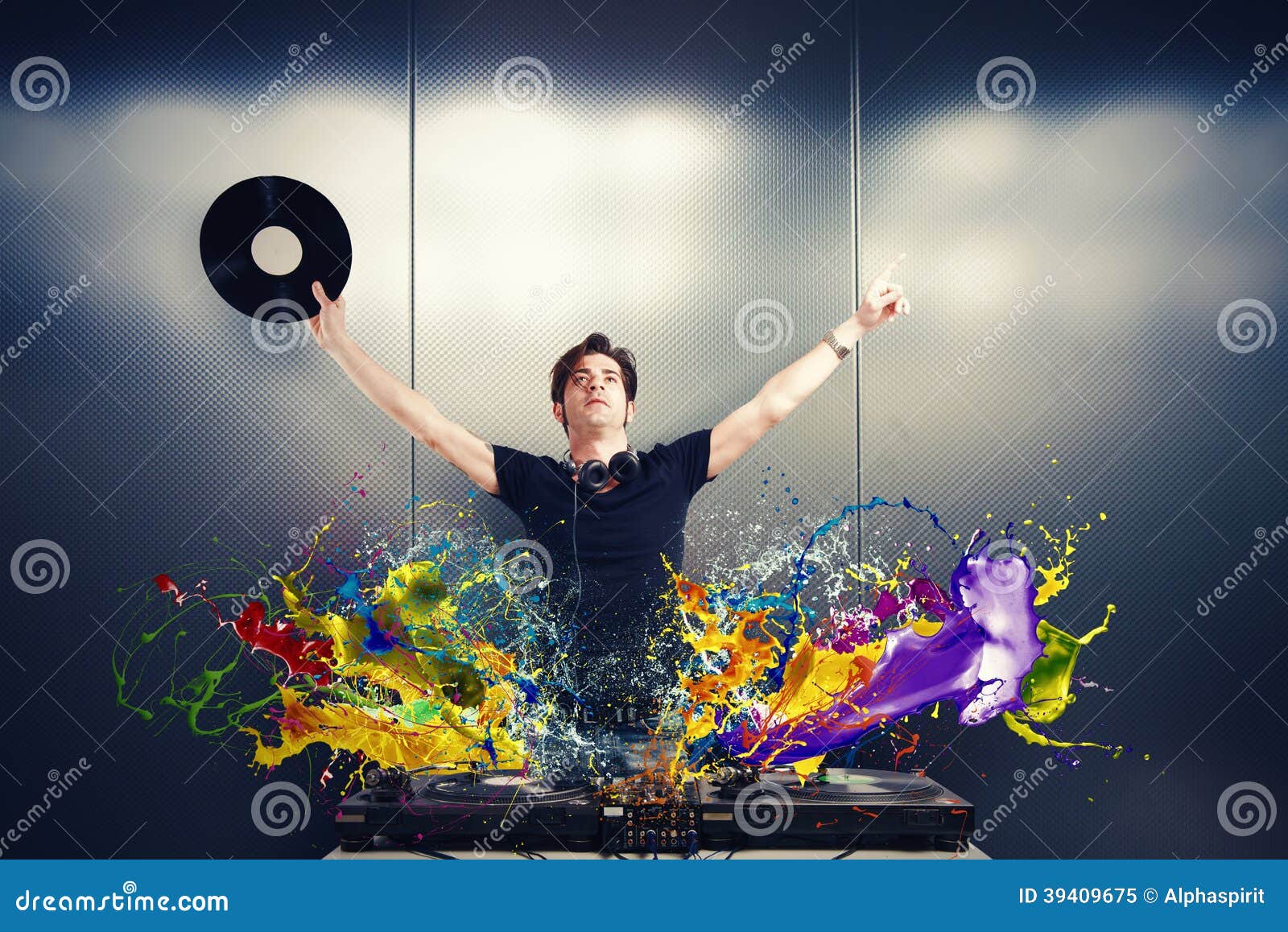 Cool DJ playing music stock image. Image of explosion - 39409675