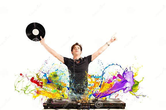 Cool DJ playing music stock photo. Image of effect, control - 40152508