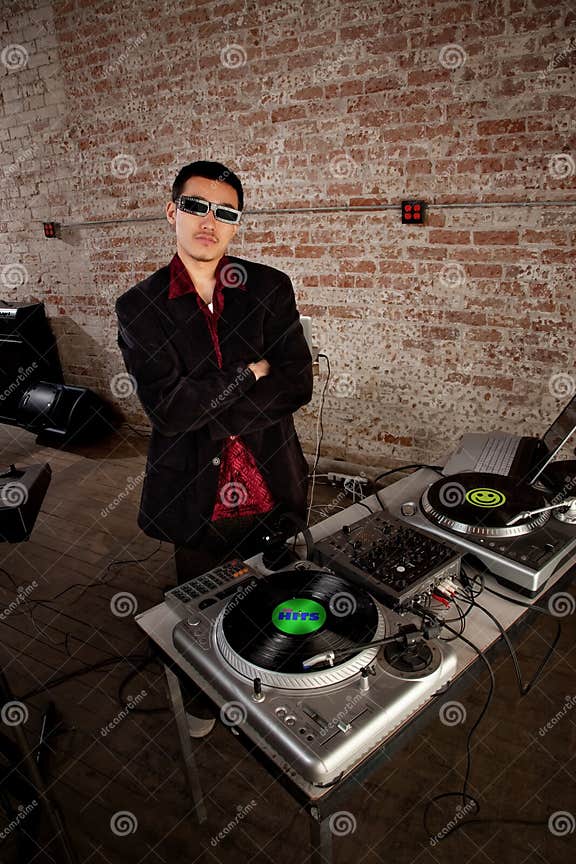 Cool DJ pose stock photo. Image of retro, records, music - 14027596