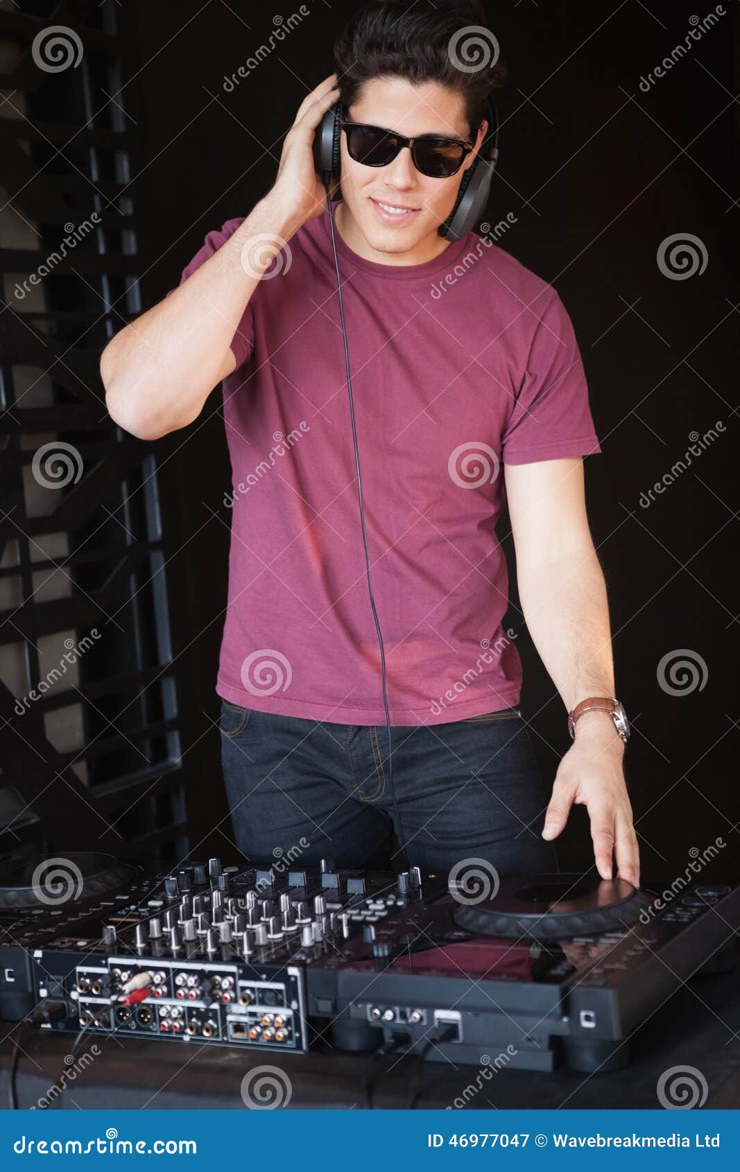 Cool Dj in Sunglasses Spinning the Decks Stock Image - Image of dance ...