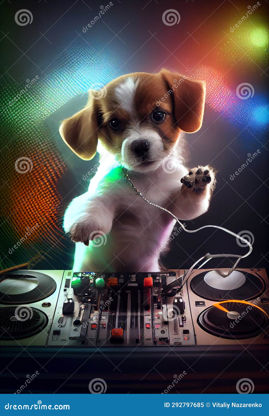 Cool Dog Dj Works at the Dj Console. AI Generated. Stock Image - Image ...
