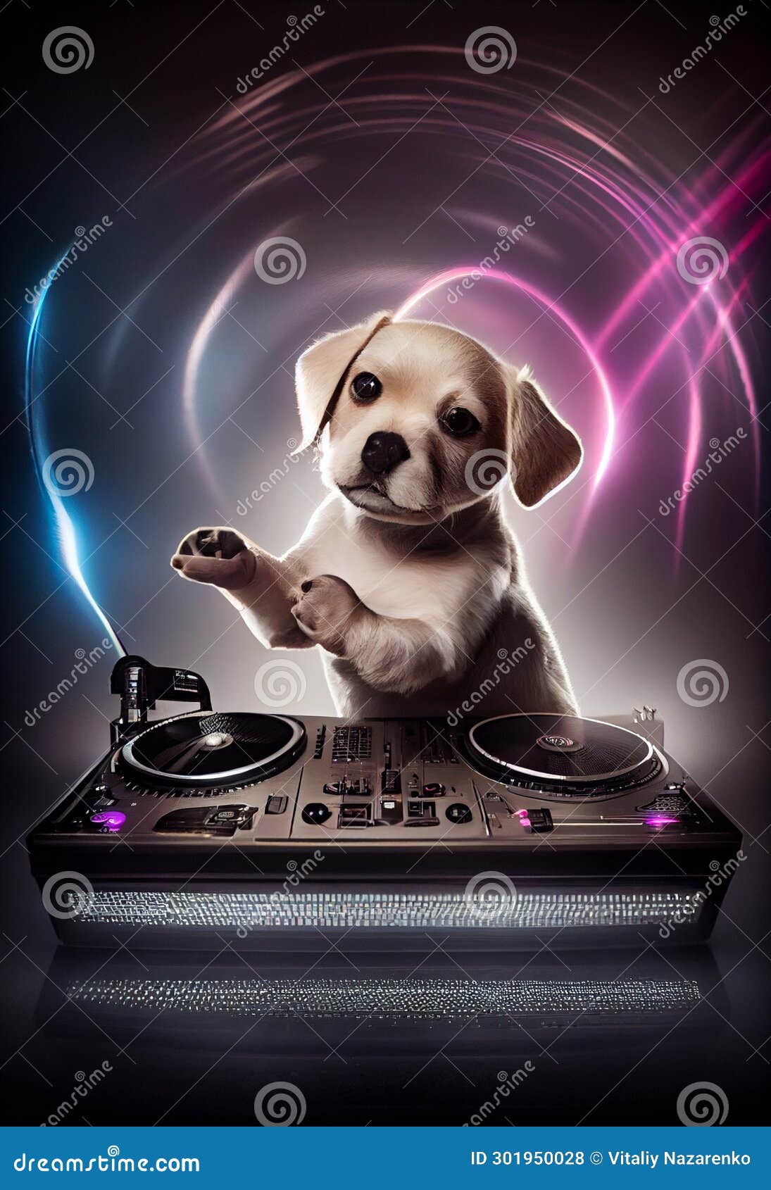 Cool Dog Dj Works at the Dj Console. AI Generated. Stock Photo - Image ...