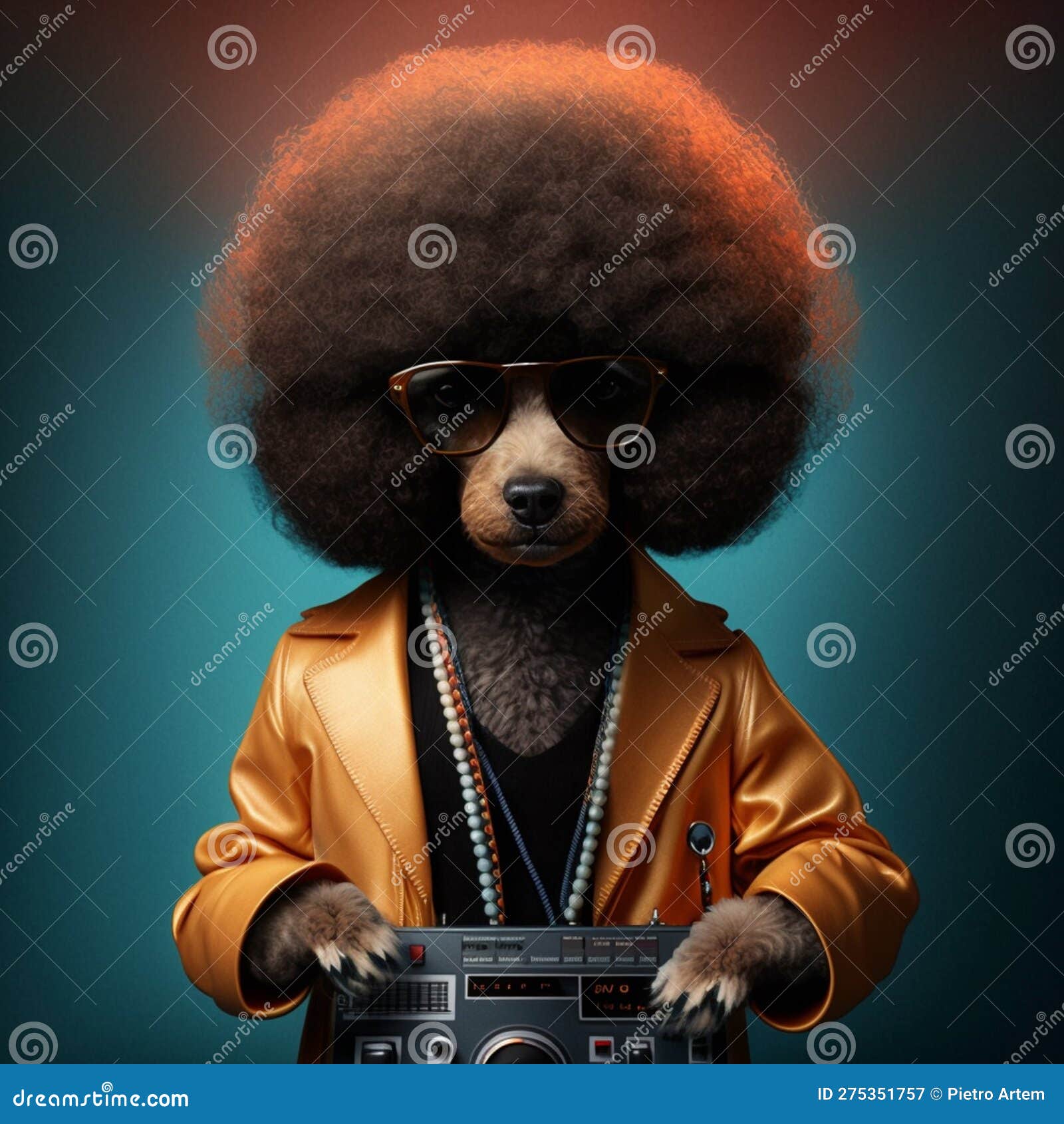 A Cool Dog DJing Wearing a Black Leather Jacket, Generative AI Stock ...