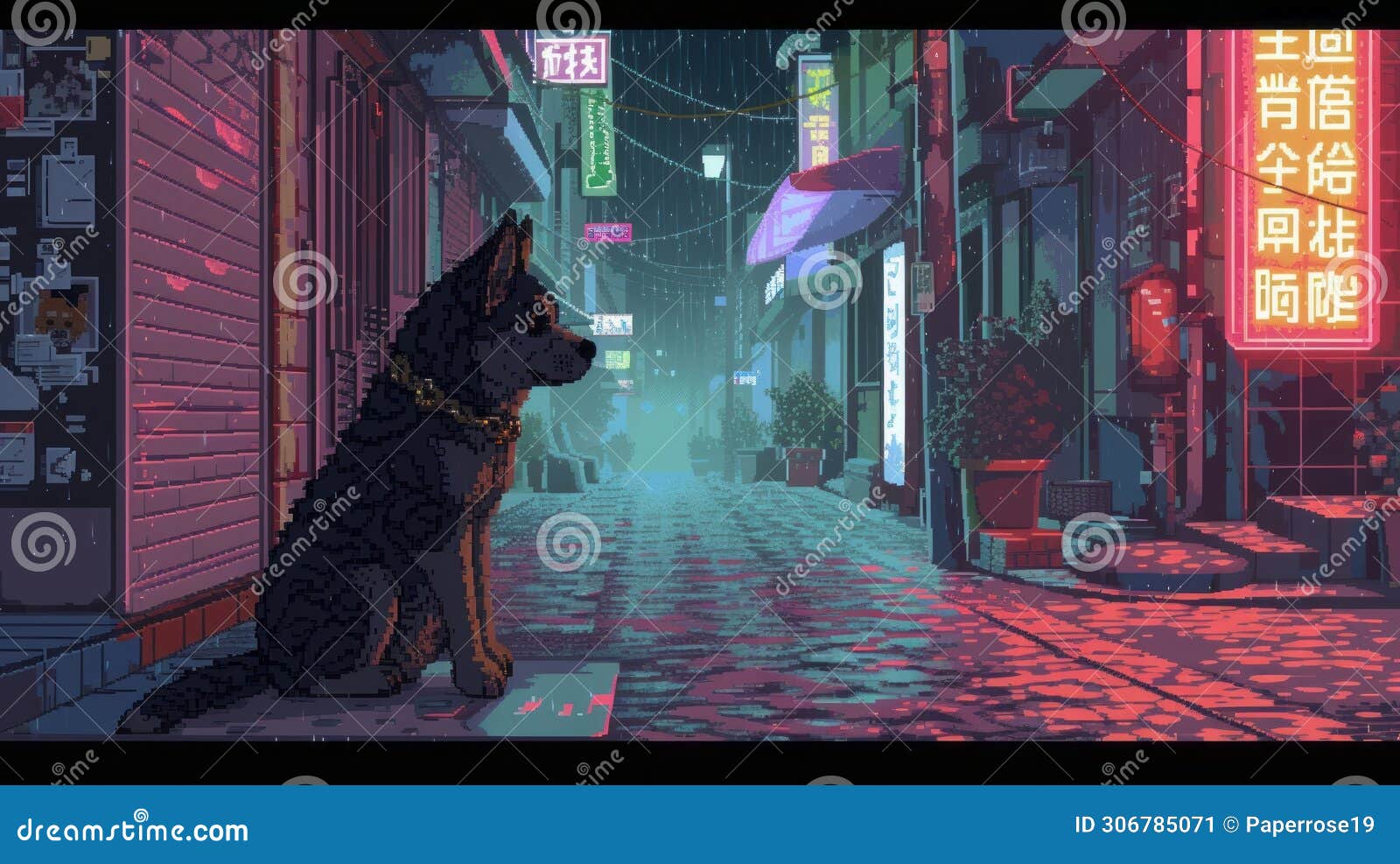A cool dog pixel stock illustration. Illustration of graphic - 306785071