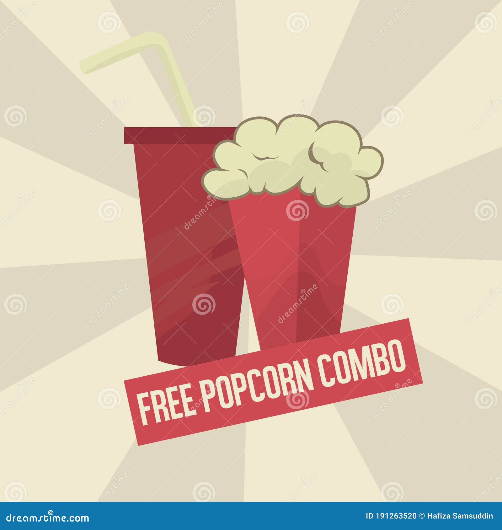 Cool Drink and Popcorn. Vector Illustration Decorative Design Stock ...