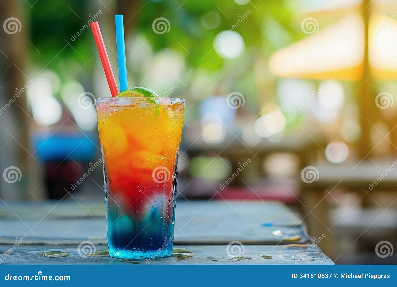 A Cool Drink in Vibrant Colors on a Table Stock Illustration ...