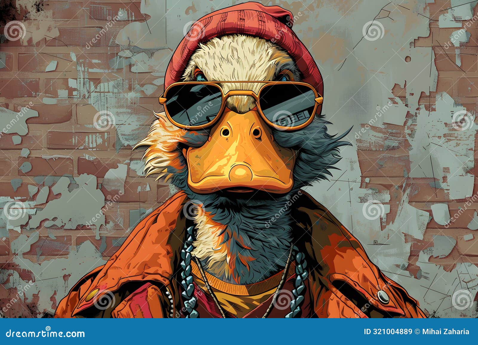Cool Duck with Beanie and Sunglasses in Urban Style Stock Illustration ...