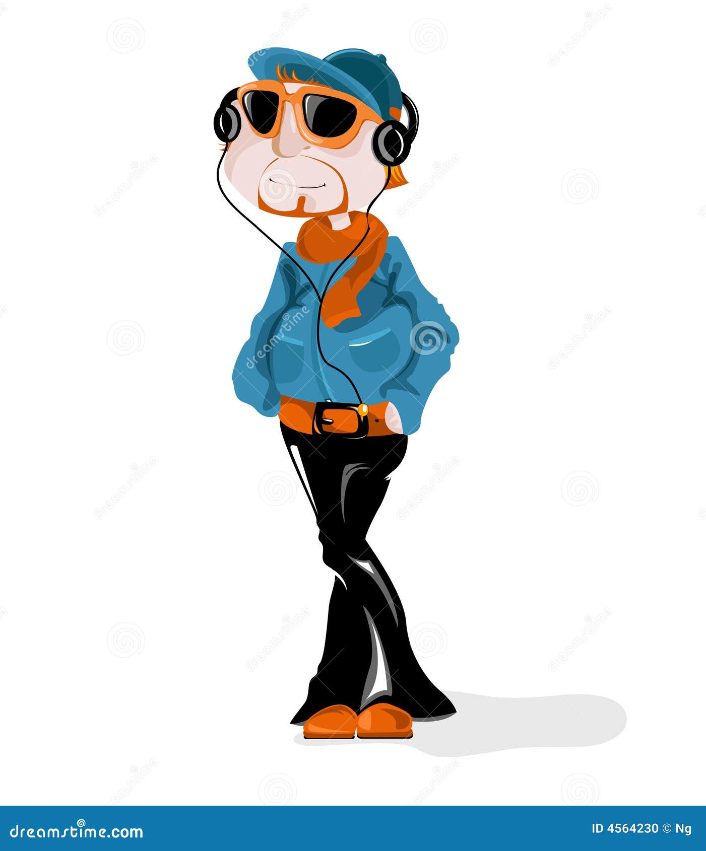 Cool dude stock illustration. Illustration of modern, headphones - 4564230