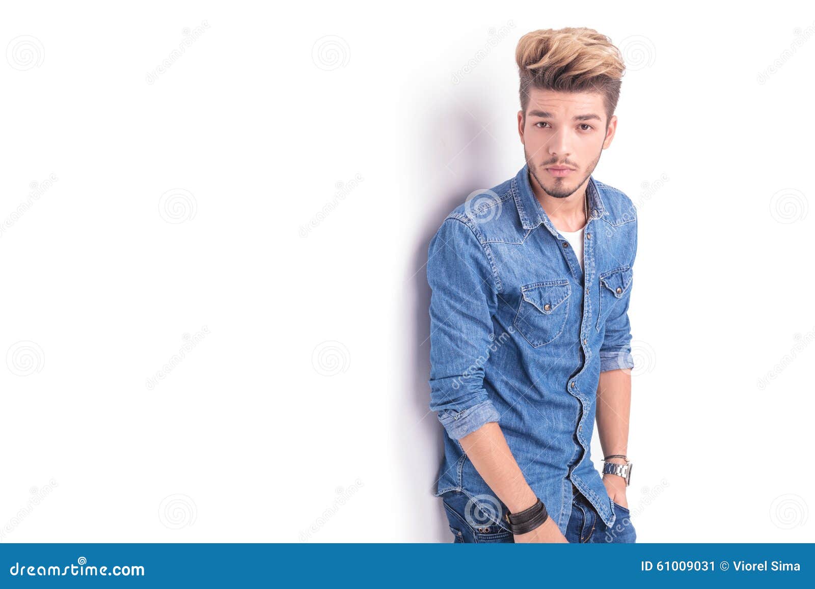 Cool Dude in Casual Jeans Clothes Stock Image - Image of head ...