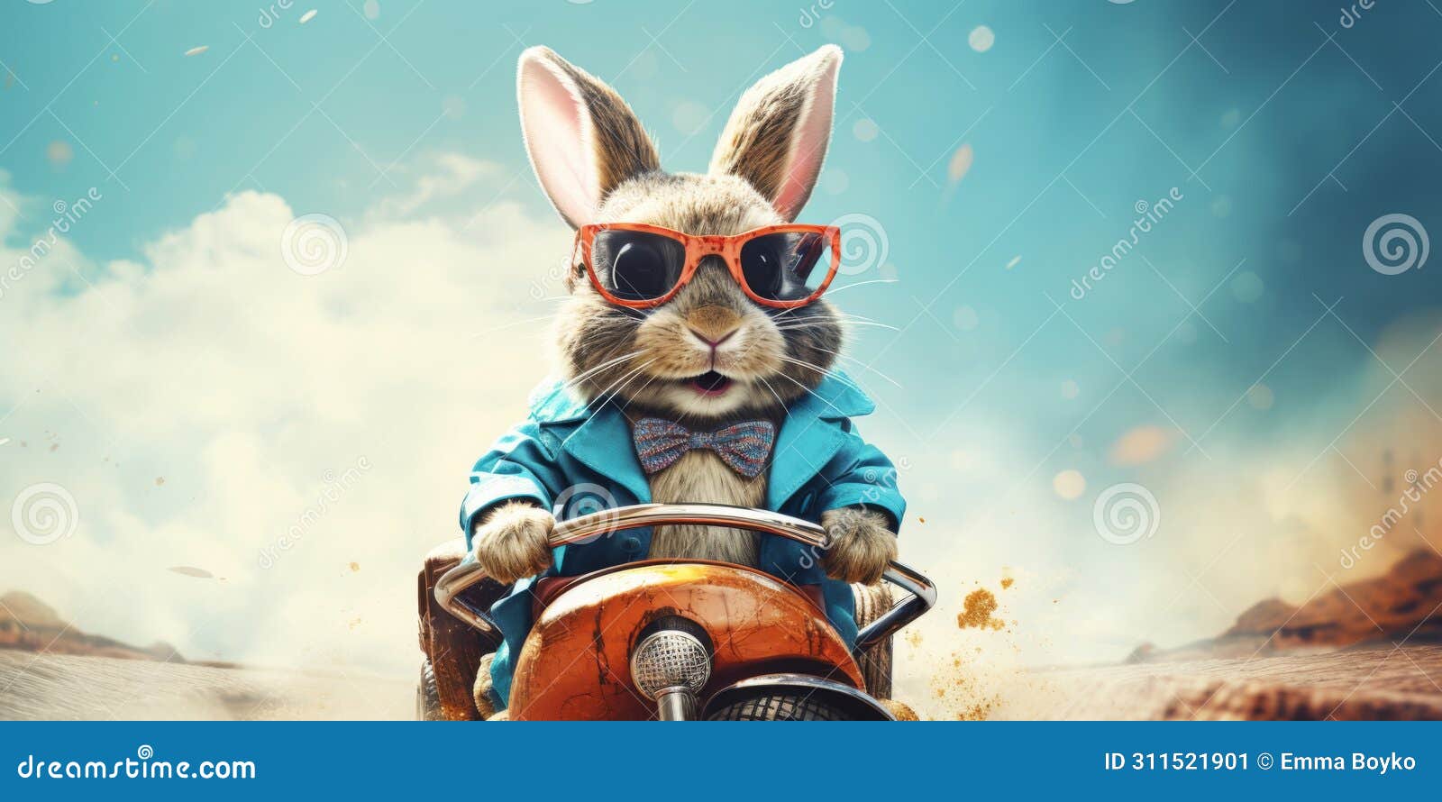 Cool Easter Bunny on a Motorcycle, Happy Easter Holiday Concept ...