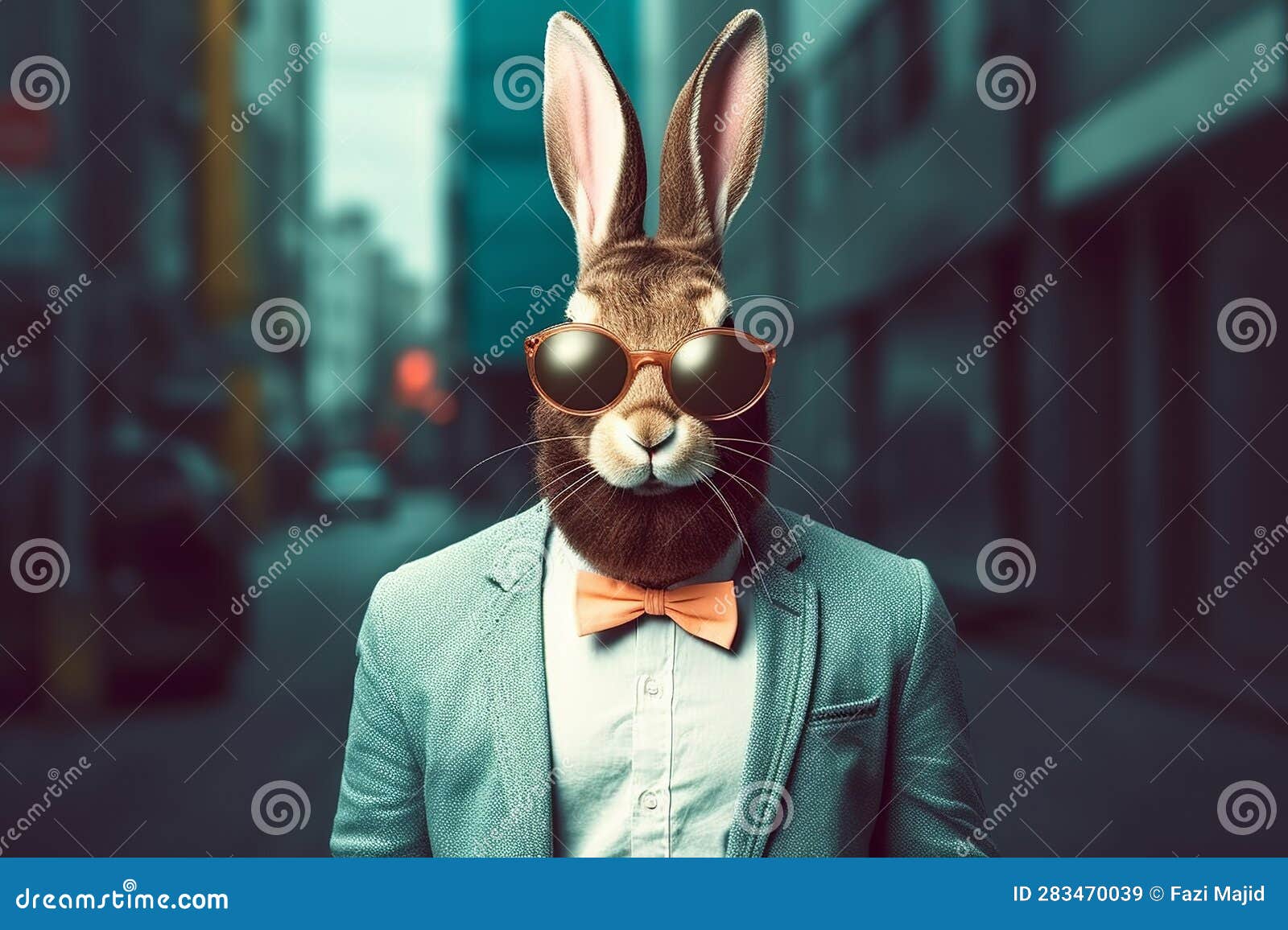 Cool Easter Bunny Standing and Posing As Hipster Modern Man Generative ...