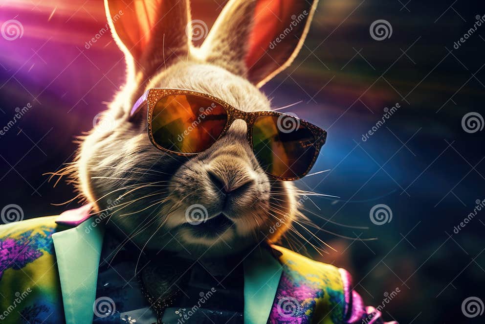 Cool Easter Bunny with Sunglasses AI Generated Stock Photo - Image of ...
