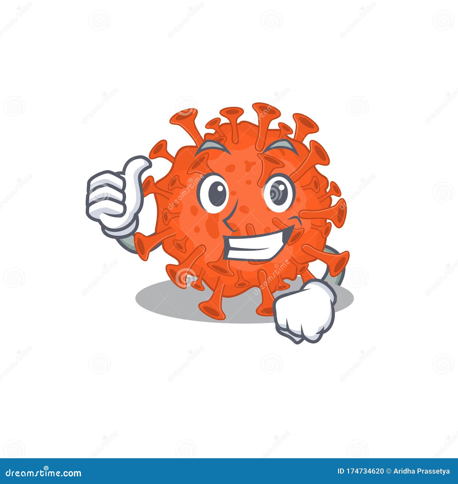 Cool Electron Microscope Coronavirus Cartoon Design Style Making Thumbs ...