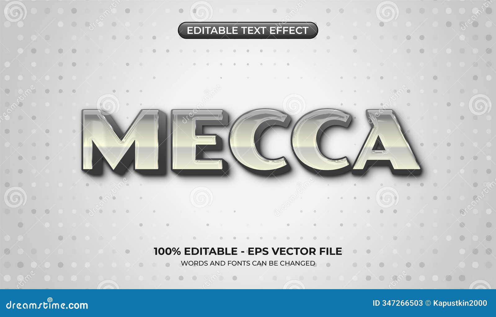 Cool and Elegant Text Effect. Mecca Editable Text in Shiny Silver Color ...