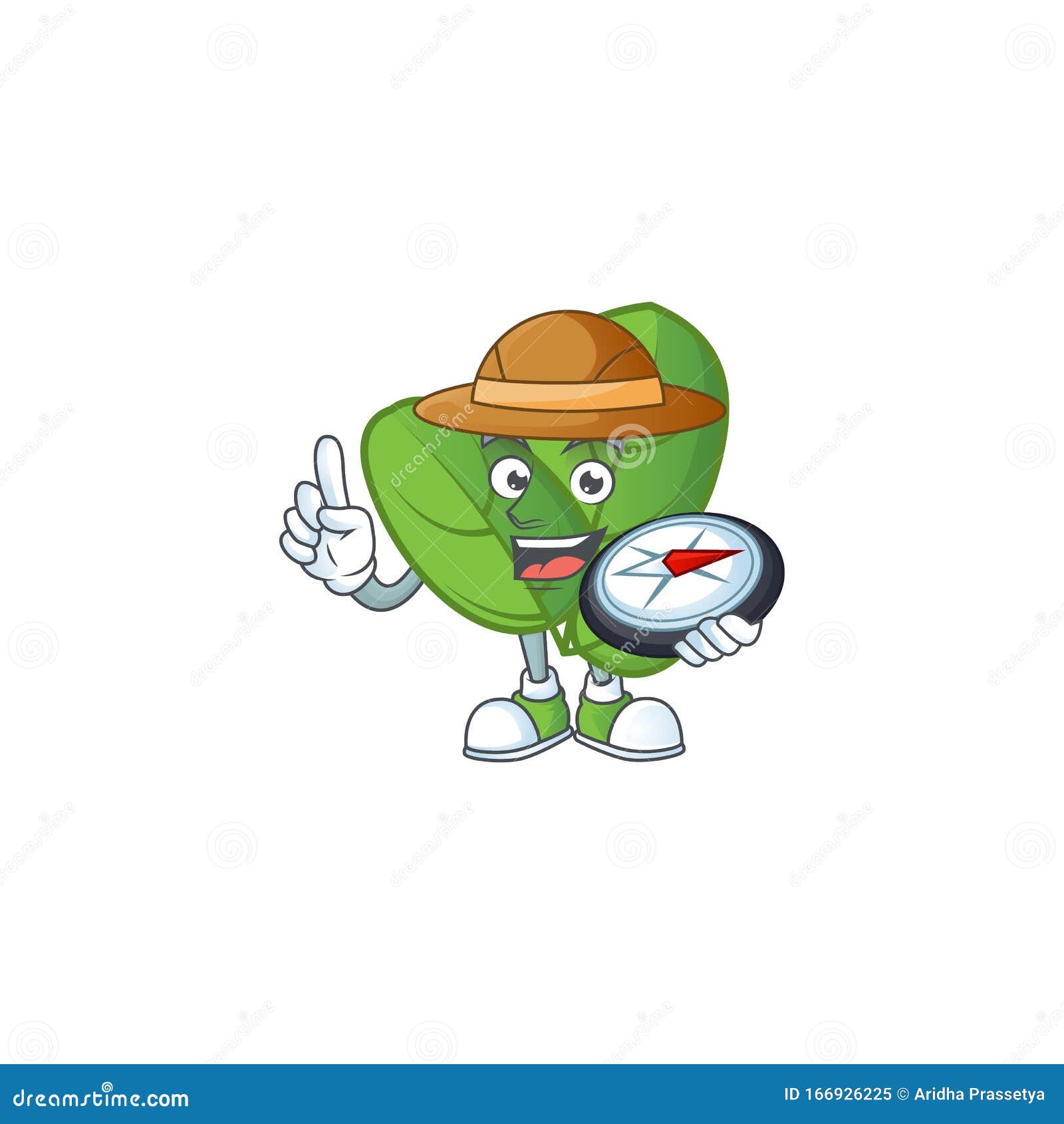 Cool Explorer Basil Cartoon Character with a Compass Stock Vector ...